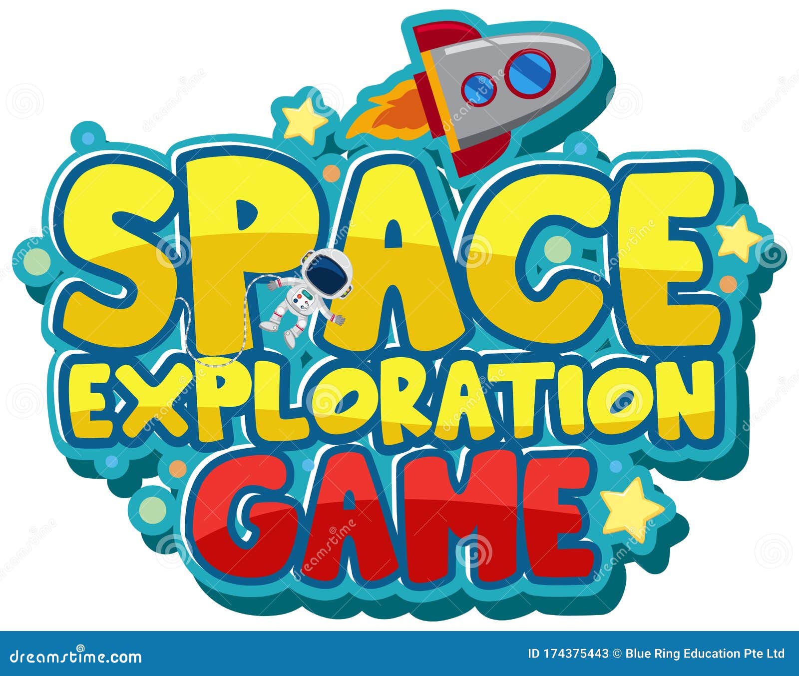 Sticker Template for Word Space Exploration Game Stock Vector ...