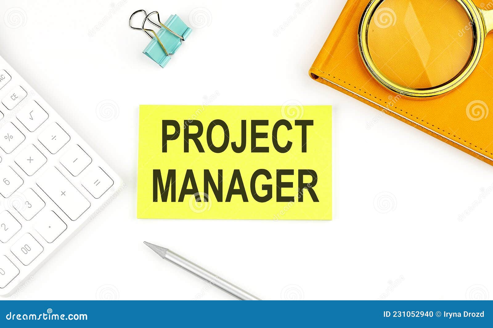 Sticker with the Text PROJECT MANAGER on a White Background, Near ...