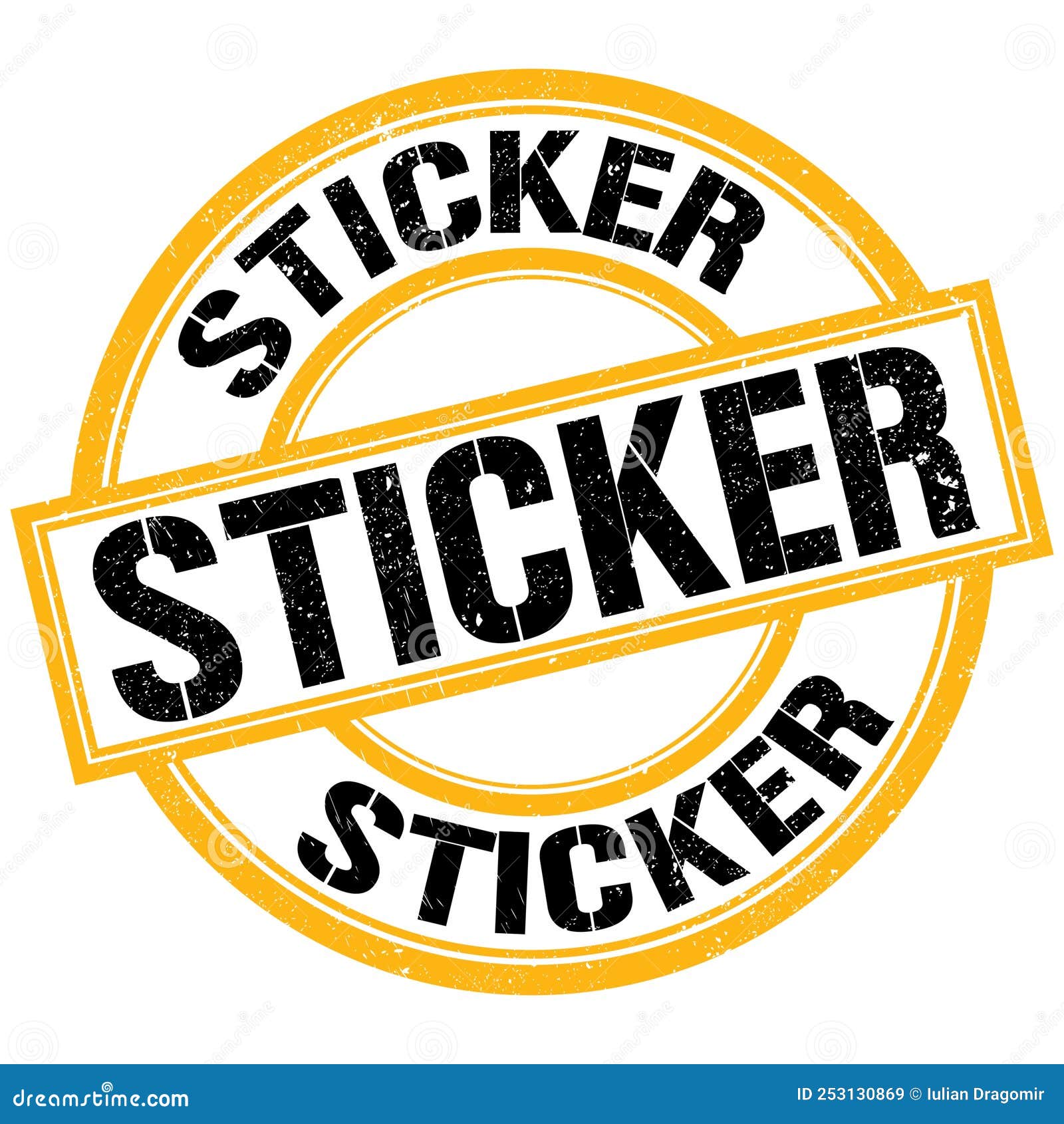 STICKER Text on Yellow-black Round Stamp Sign Stock Illustration ...