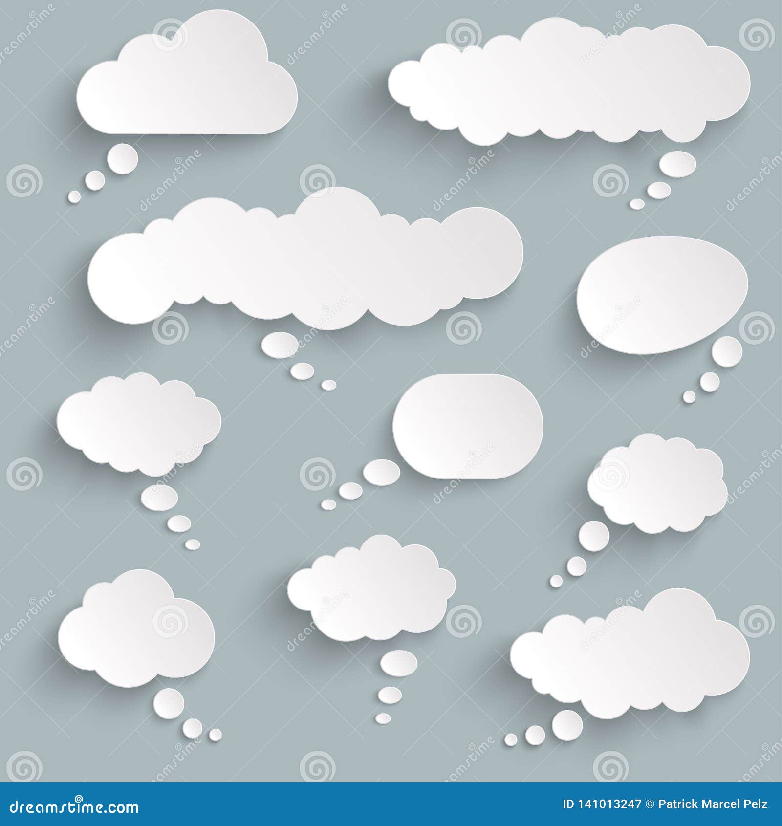 Sticker Thought Bubbles with Shadow Stock Vector - Illustration of ...