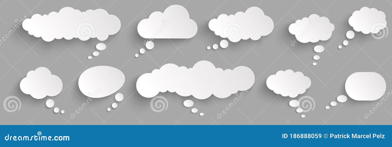Sticker Thought Bubbles with Shadow Stock Vector - Illustration of ...