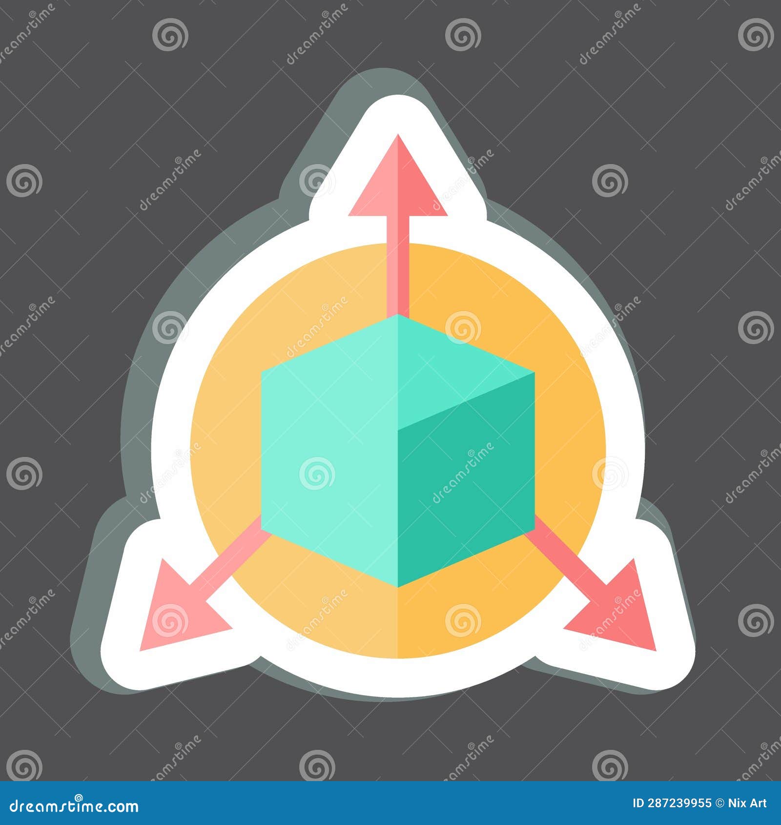 Sticker Three Dimensional Object. Related To 3D Visualization Symbol ...
