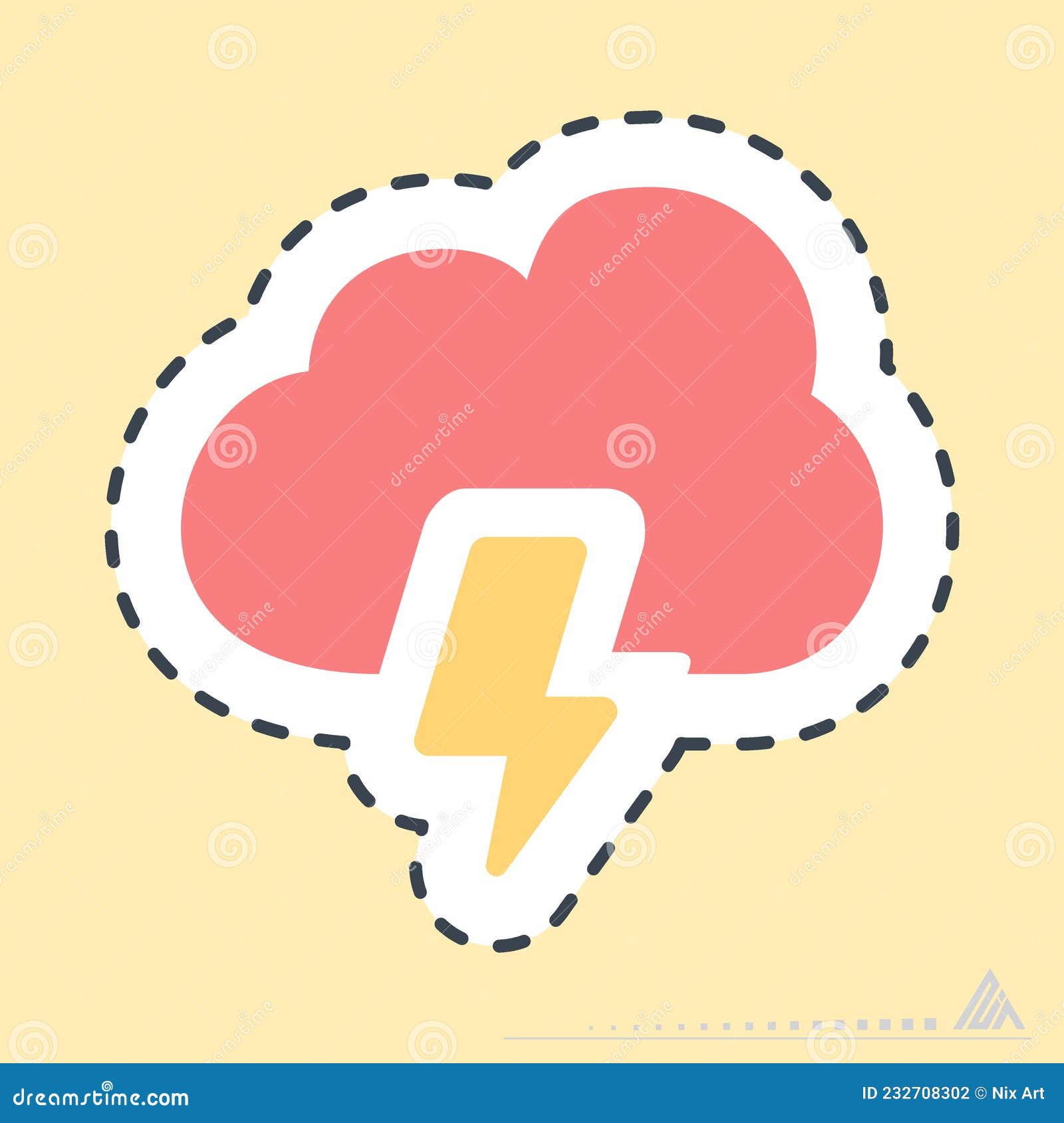 Sticker Thunder - Line Cut stock illustration. Illustration of design ...