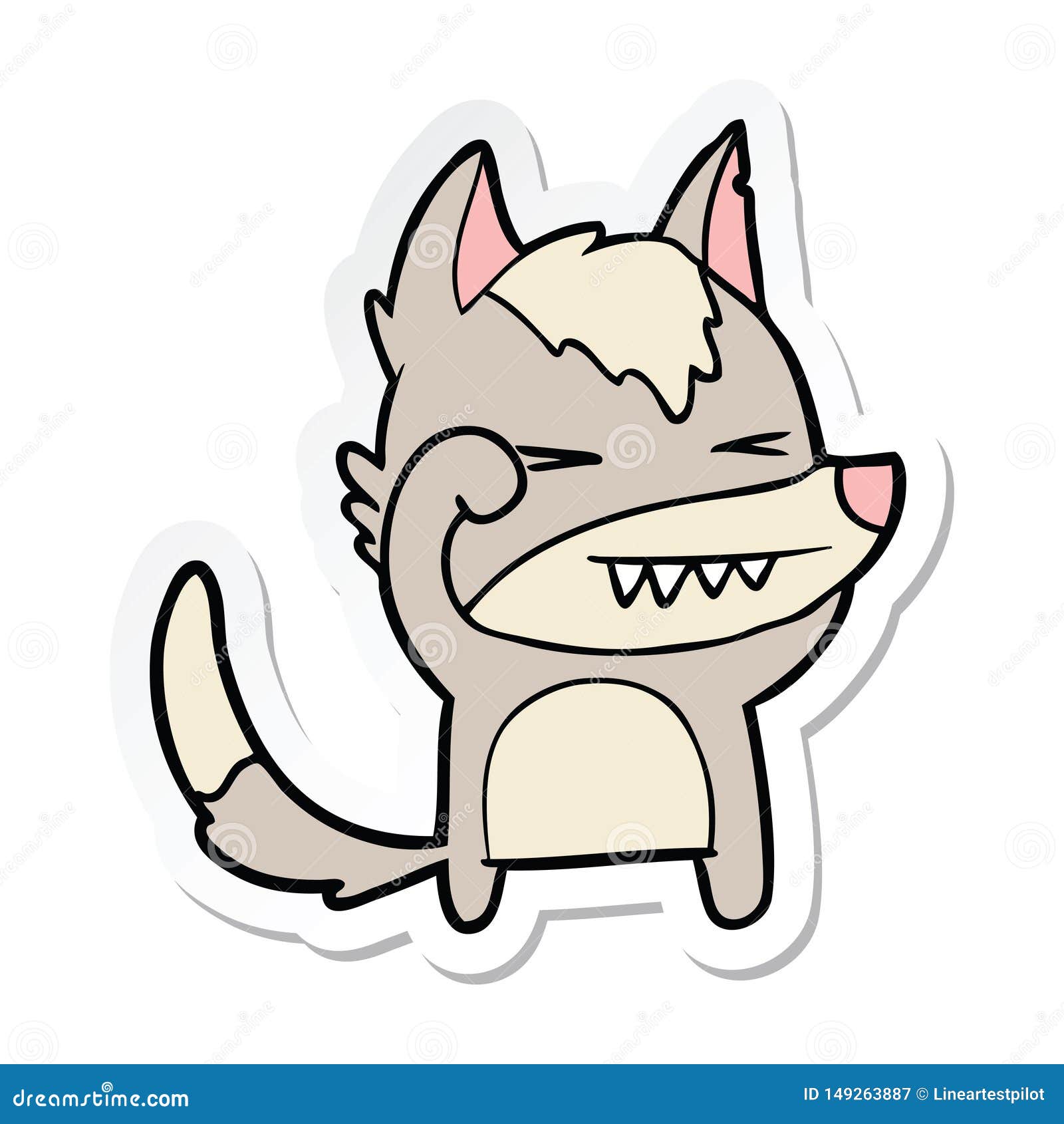 Sticker of a Tired Wolf Cartoon Stock Vector - Illustration of sticker ...