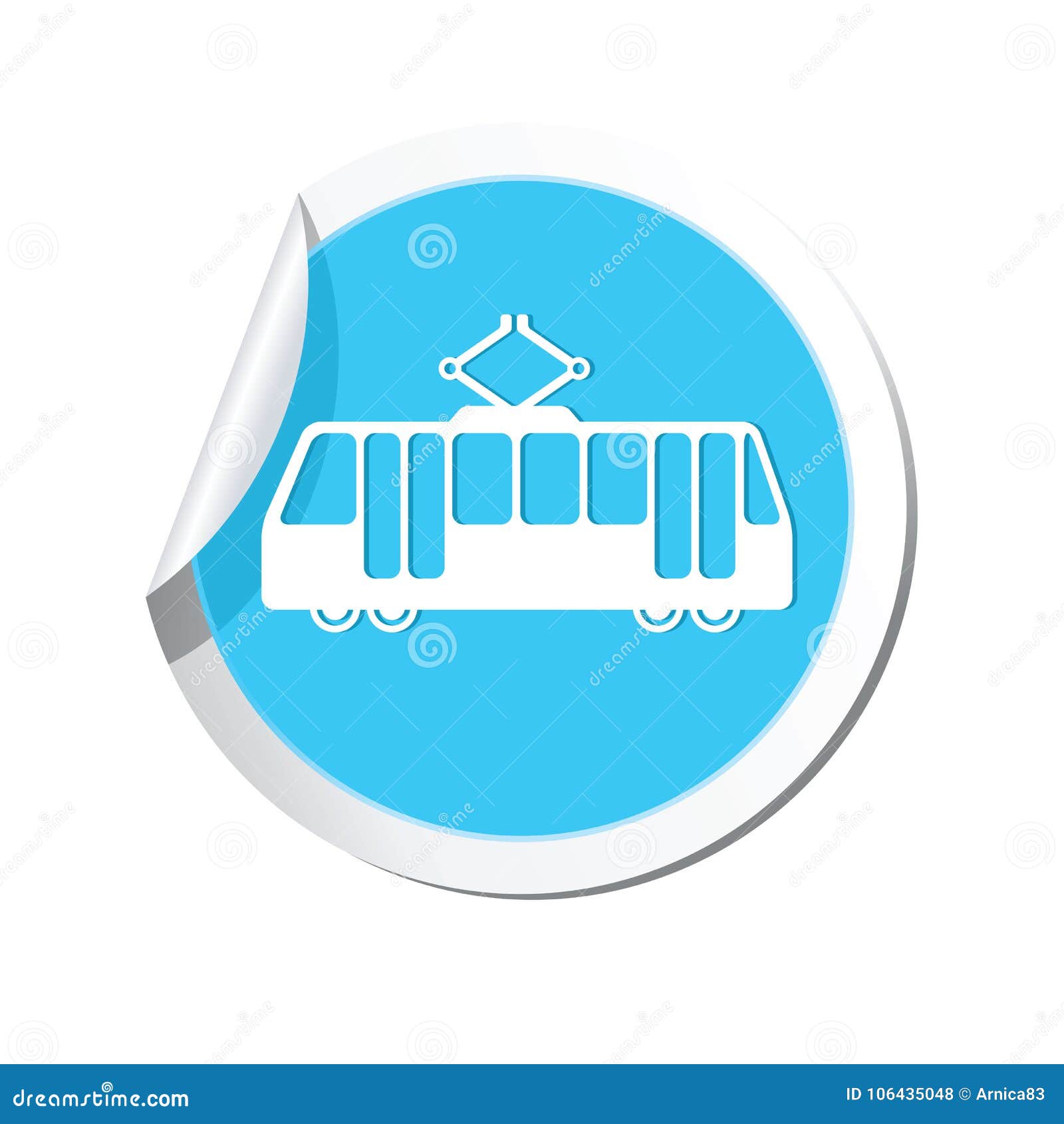 Sticker with tram icon stock vector. Illustration of mark - 106435048