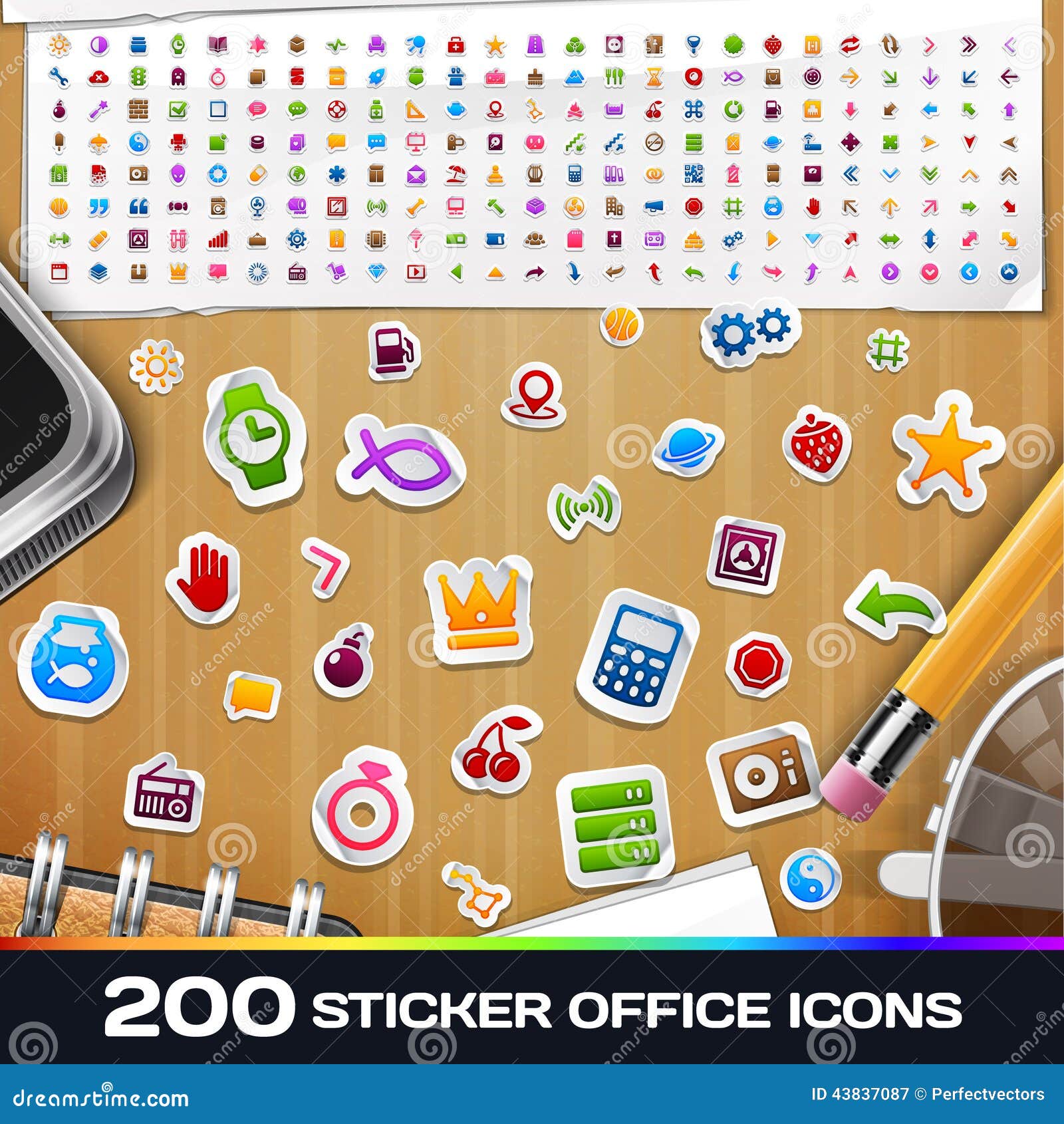 200 Sticker Universal Icons Set 2 Stock Vector - Illustration of labels ...