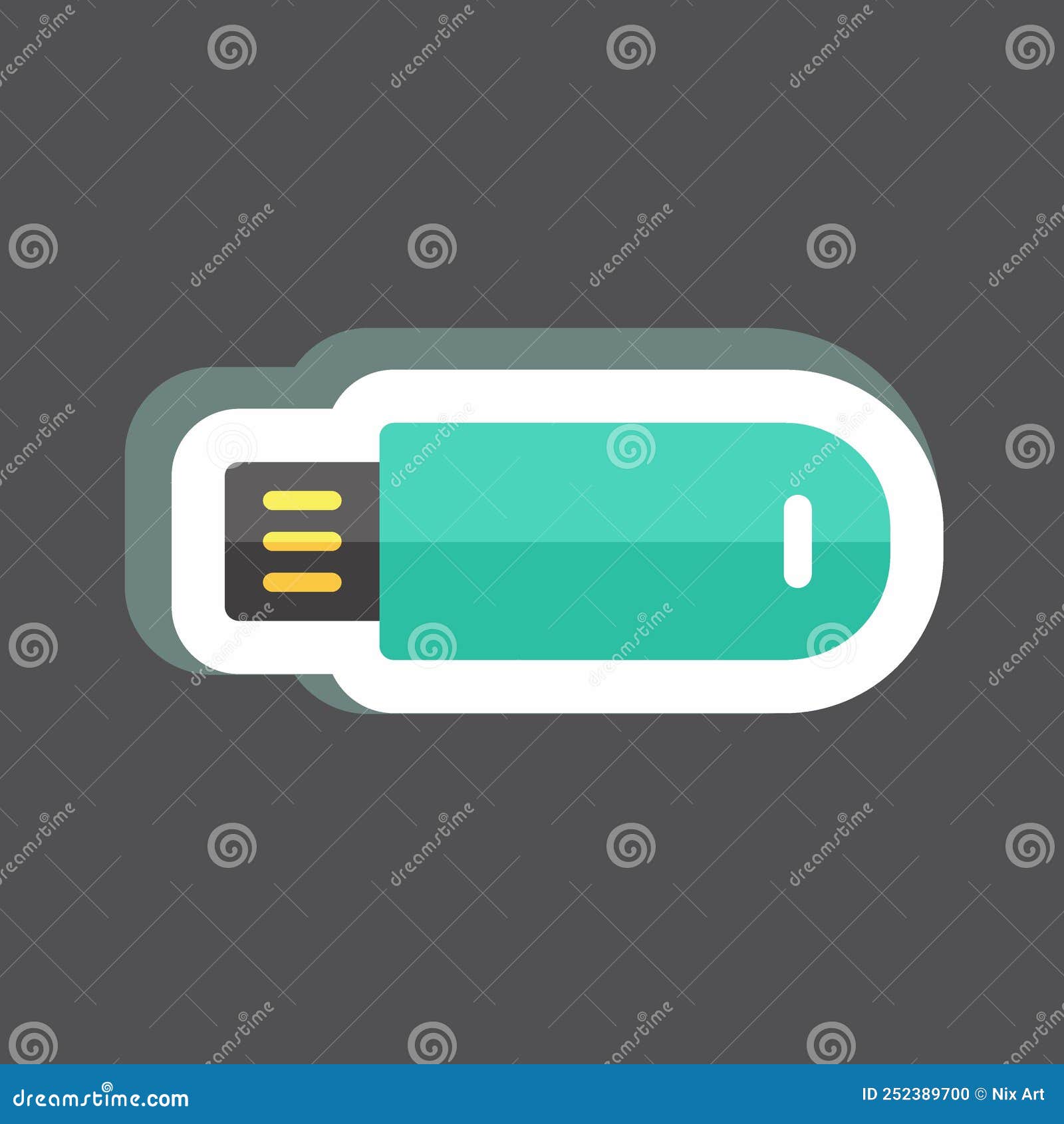 Sticker USB Cable. Suitable for Education Symbol. Simple Design ...