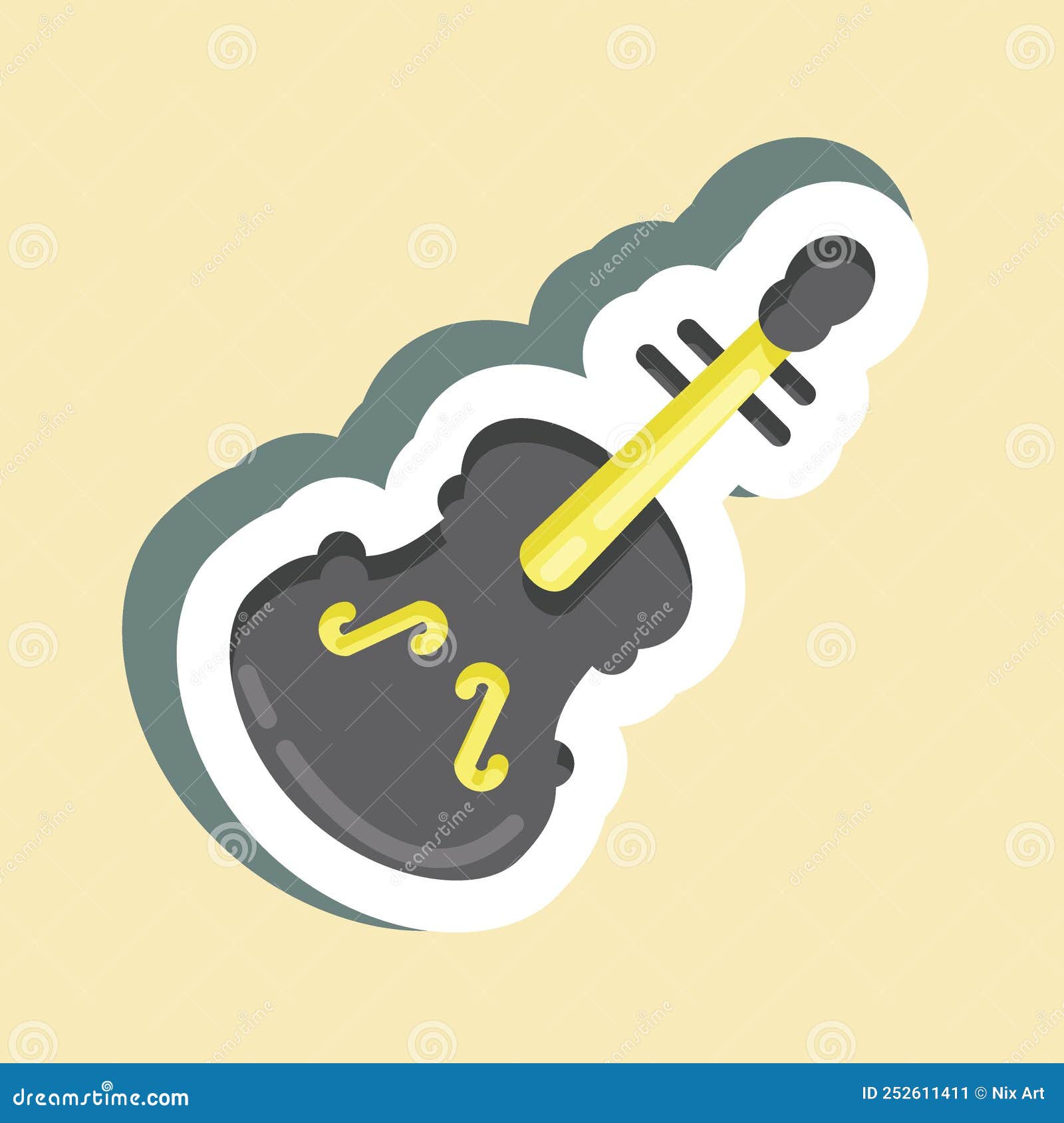 Sticker Violin. Suitable for Education Symbol. Simple Design Editable ...