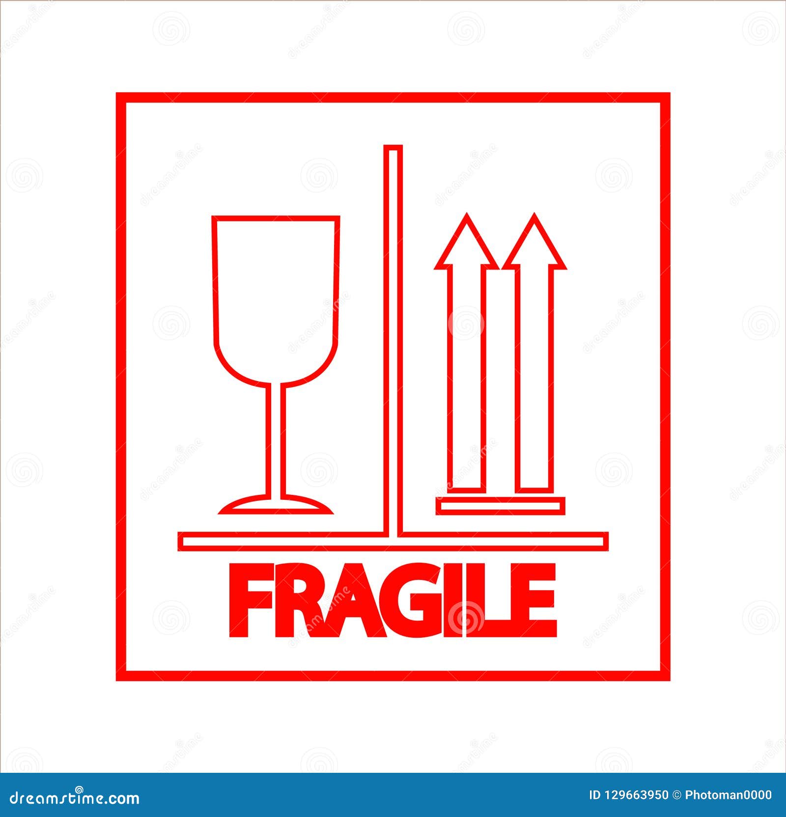 Sticker Warning Fragile Cargo Inside Stock Vector - Illustration of ...