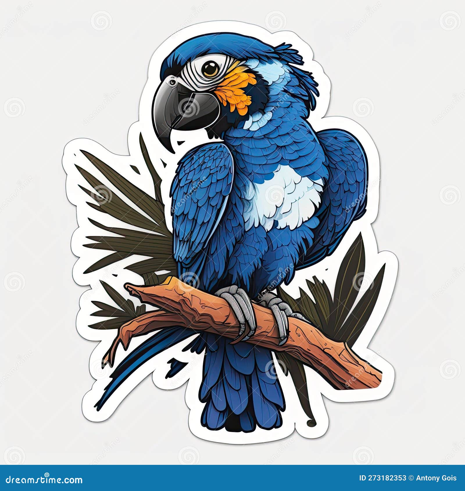 Representative Sticker of Fictional Blue Macaw, Created in AI in High ...