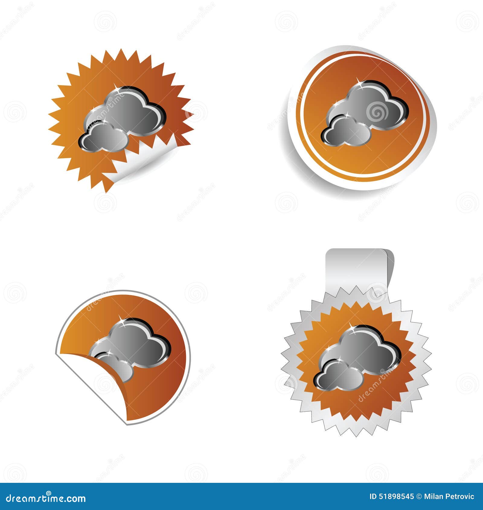 Sticker Weather Forecast Cloud Stock Vector - Illustration of shadow ...