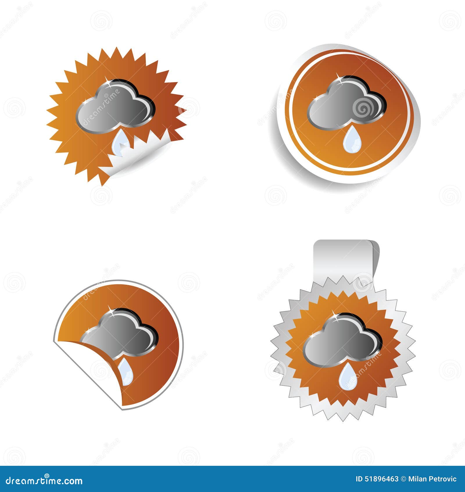 Sticker Weather Forecast Cloud and Water Drop Vector Stock Vector ...