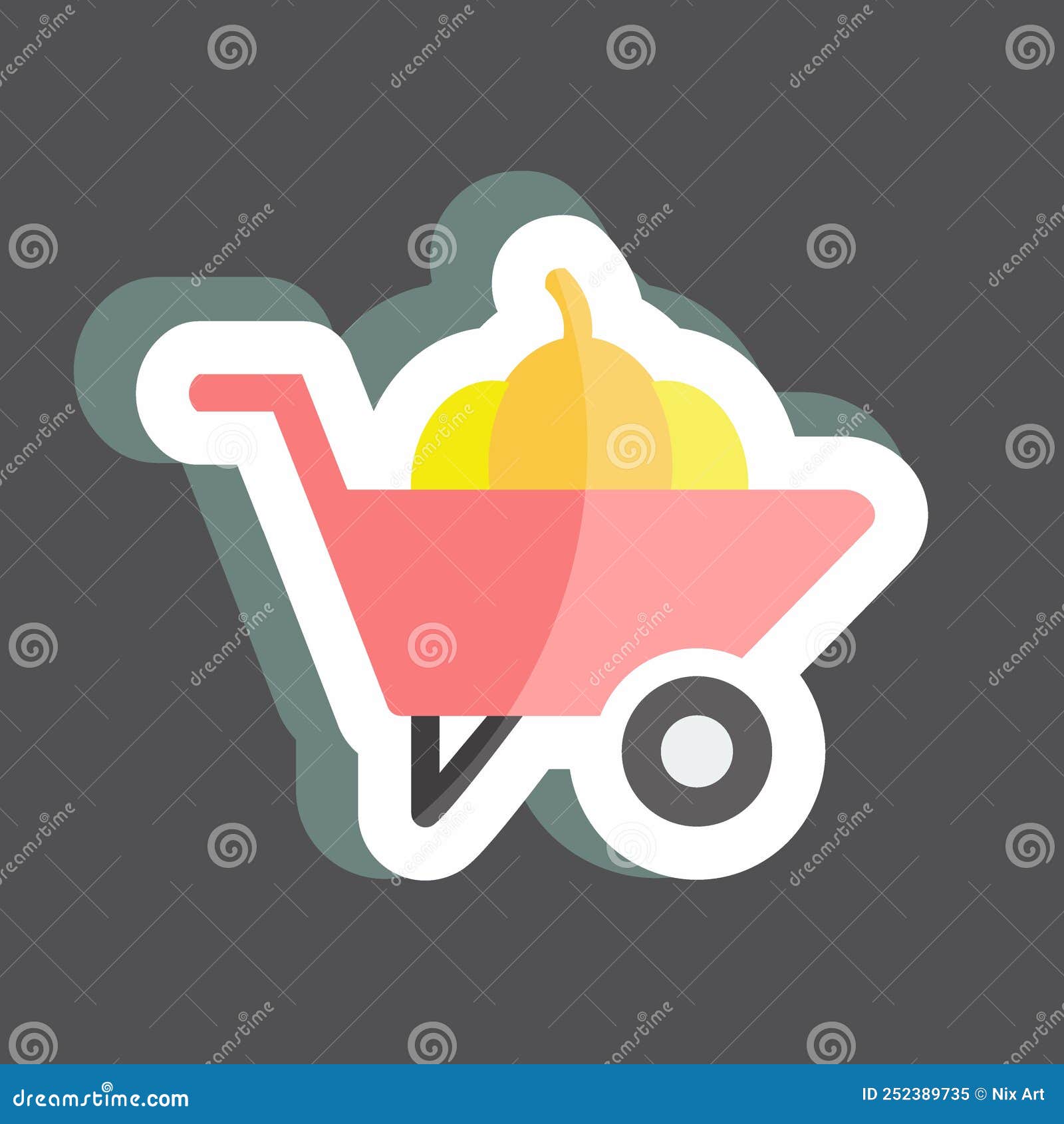 Sticker Wheelbarrow. Suitable for Garden Symbol. Simple Design Editable ...