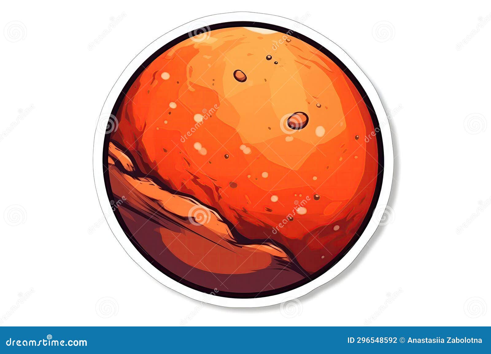 Sticker On White Background Mars The Red Planet With Its Distinctive ...