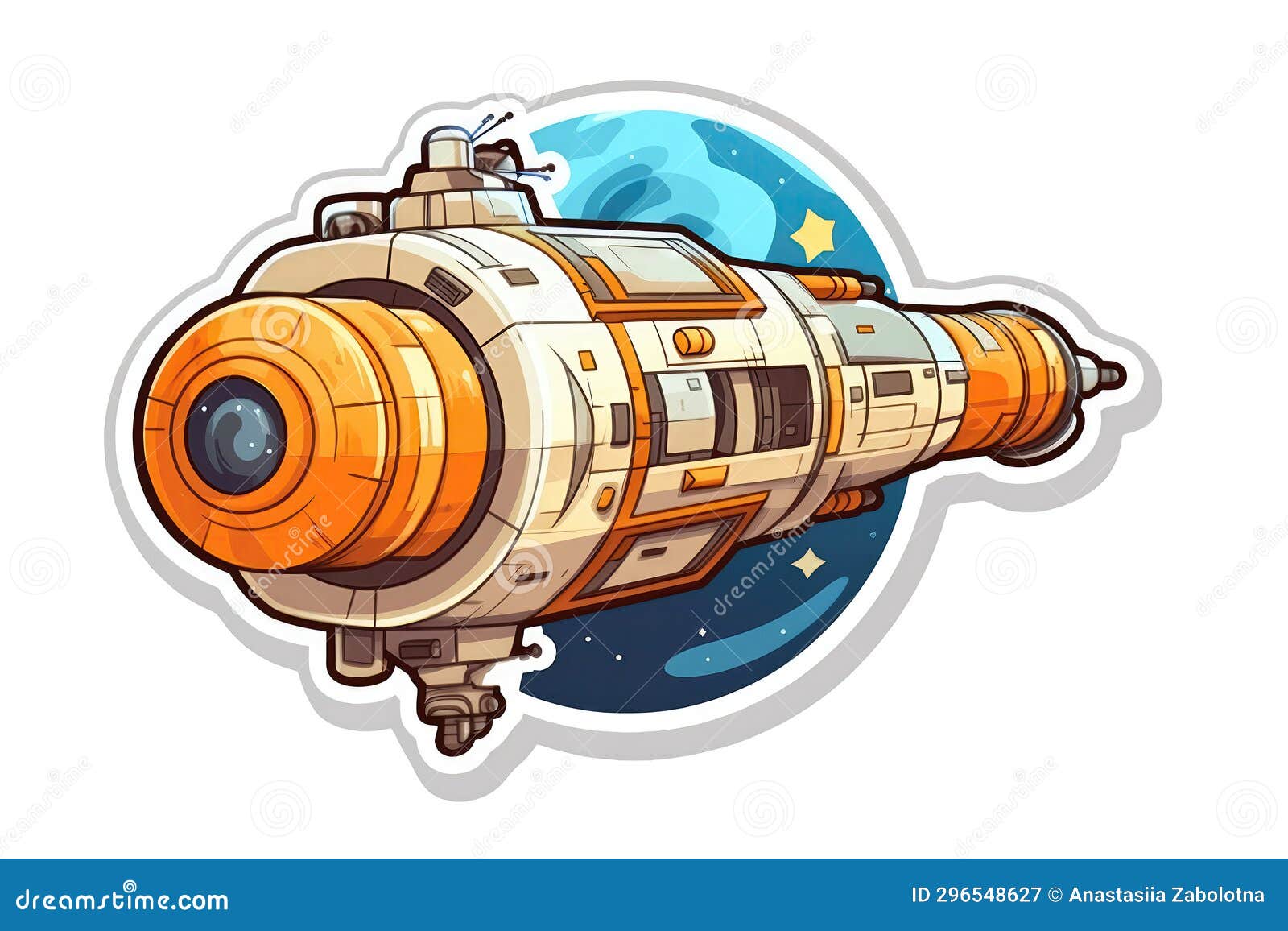 Sticker on White Background Space Probe Spacecraft Designed To Explore ...