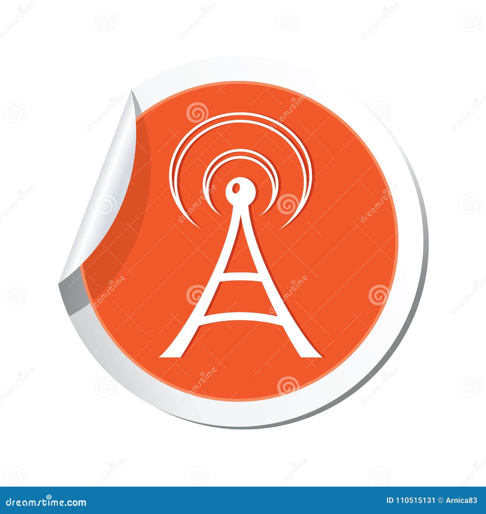 Sticker with wireless icon stock vector. Illustration of mobile - 110515131