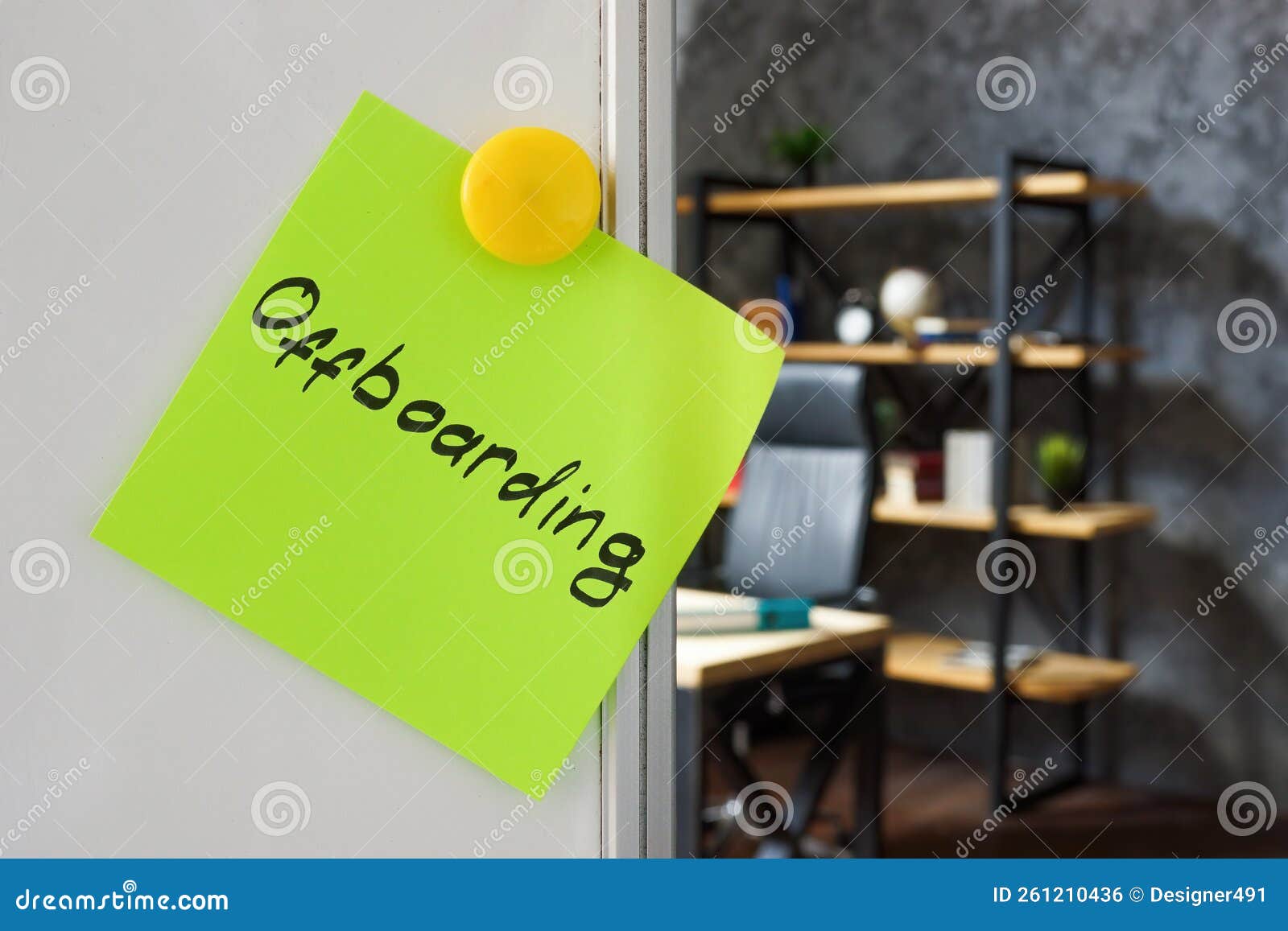Sticker with Word Offboarding Pinned on the Whiteboard. Stock Photo ...