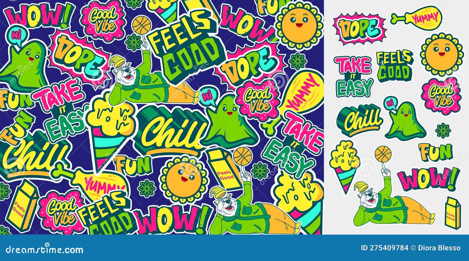 Colorful Graffiti Art Vector Sticker Pack Illustrations Stock Vector ...