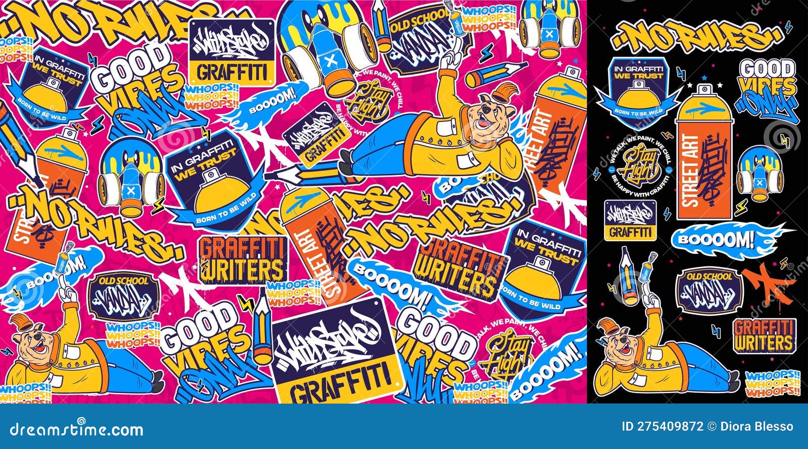 Colorful Graffiti Art Vector Sticker Pack Illustrations | CartoonDealer ...