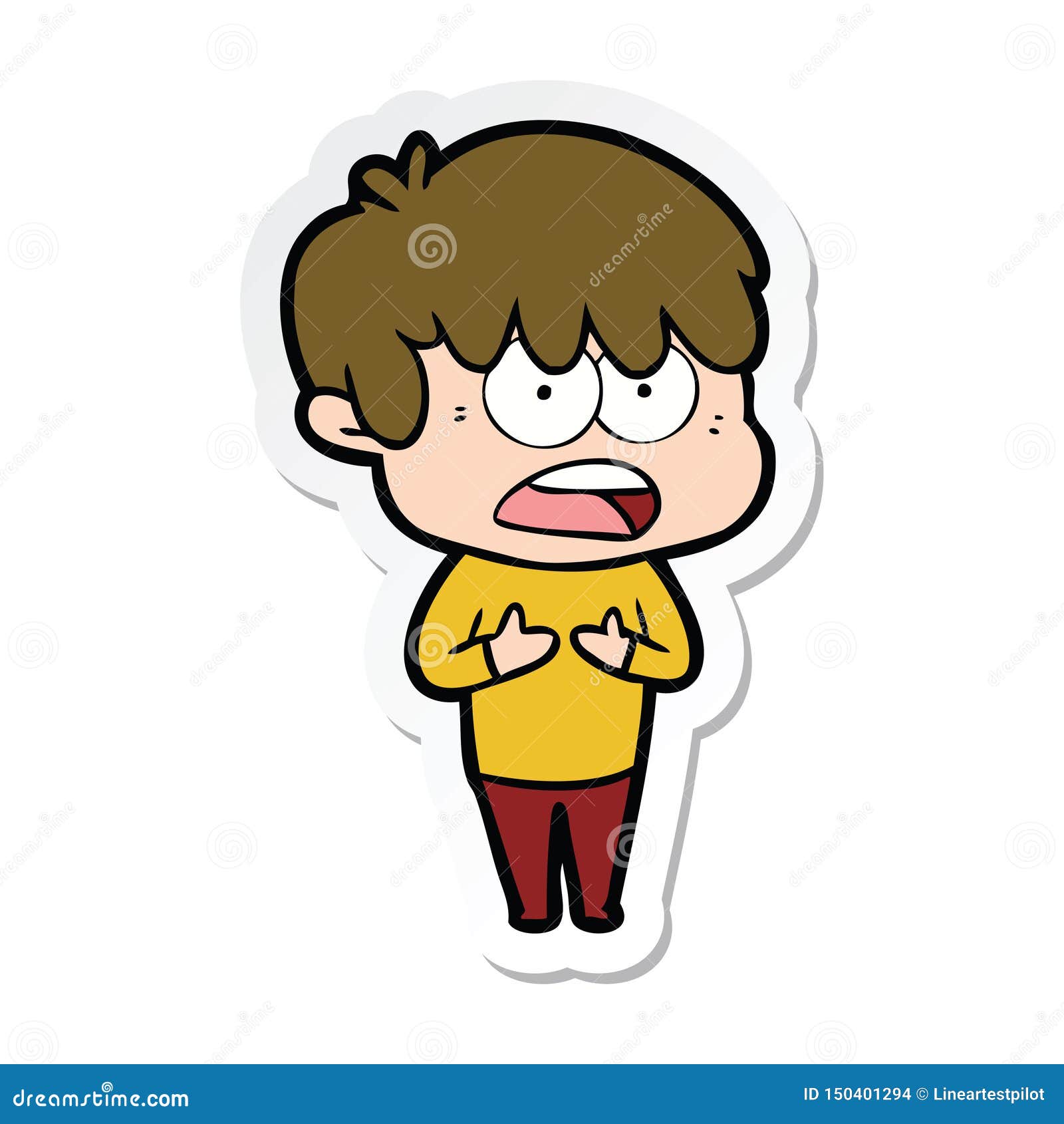 Sticker of a Worried Cartoon Boy Stock Vector - Illustration of decal ...
