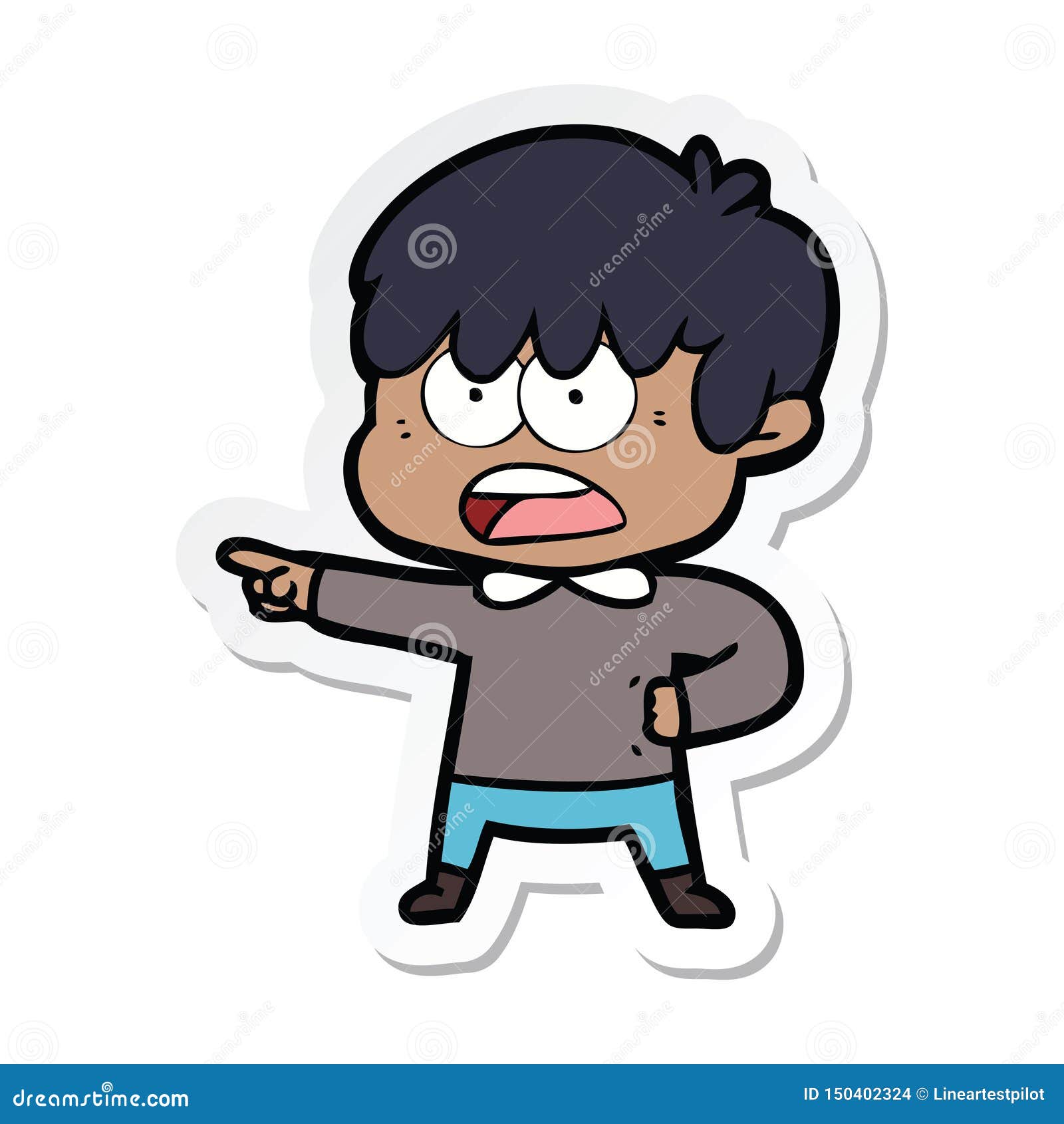 Sticker of a Worried Cartoon Boy Stock Vector - Illustration of retro ...