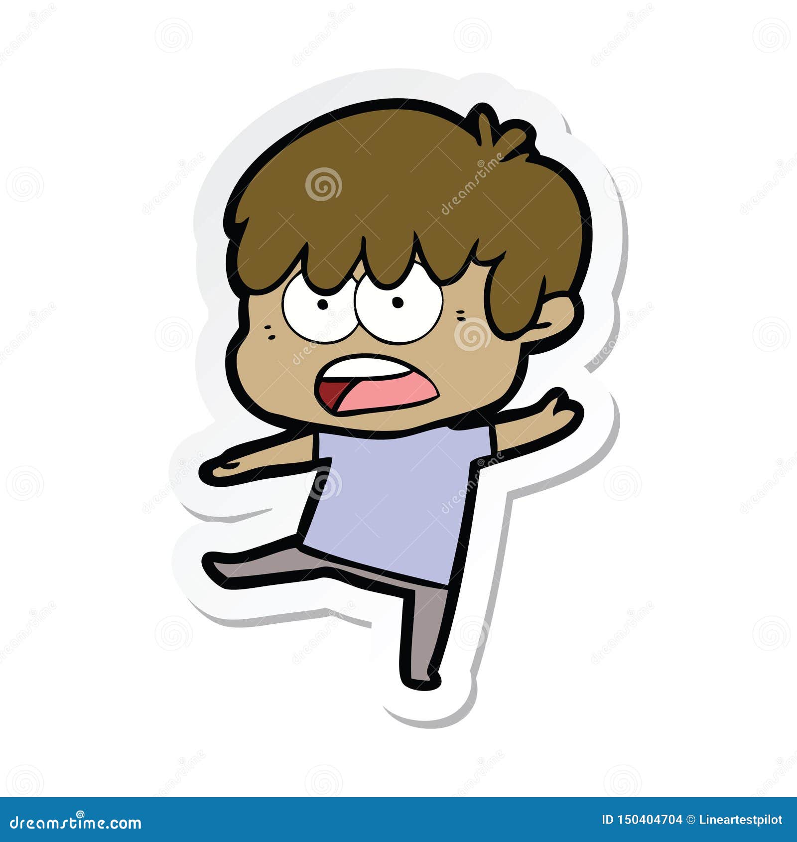 Sticker of a Worried Cartoon Boy Stock Vector - Illustration of quirky ...