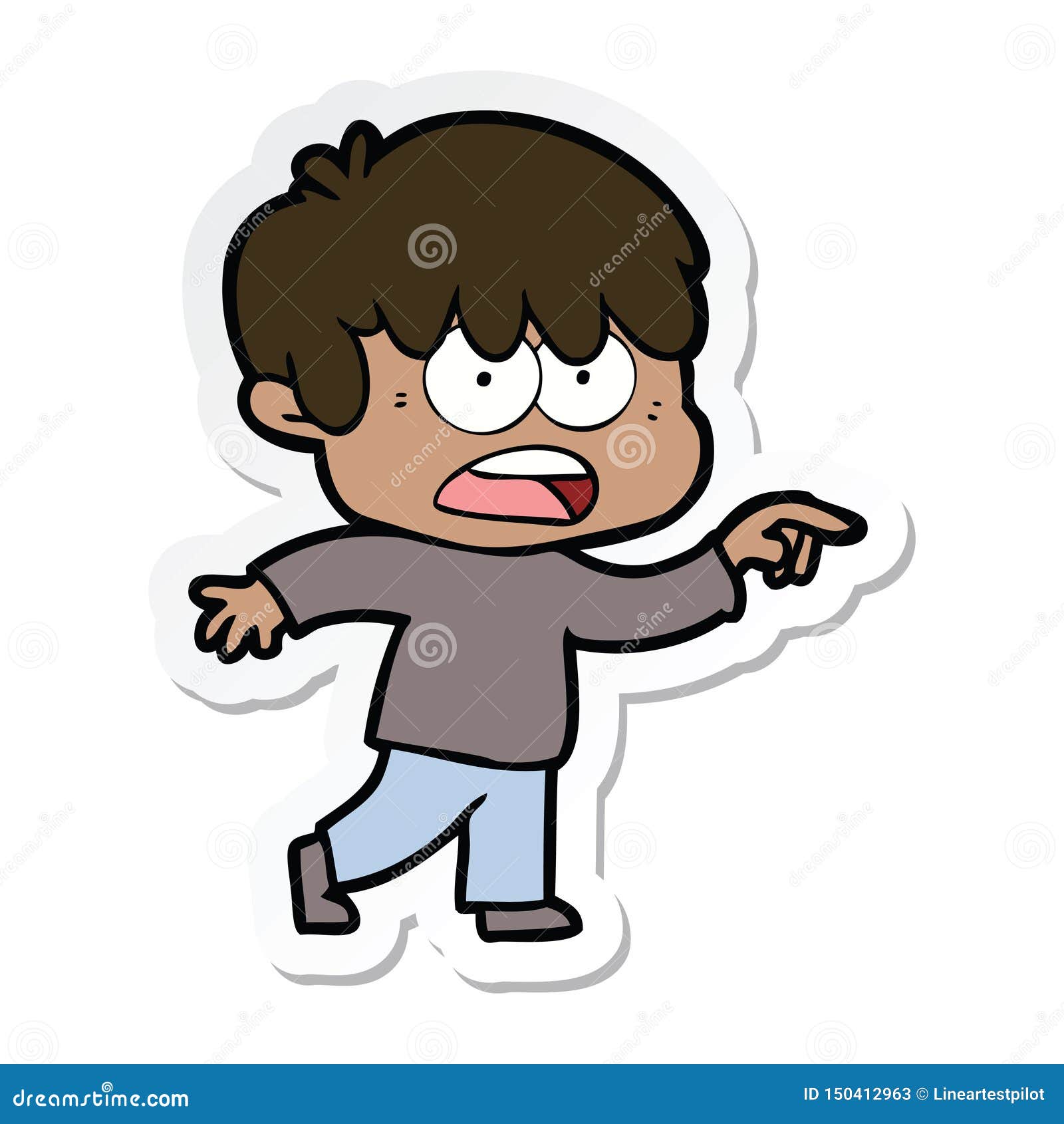 Sticker of a Worried Cartoon Boy Stock Vector - Illustration of artwork ...