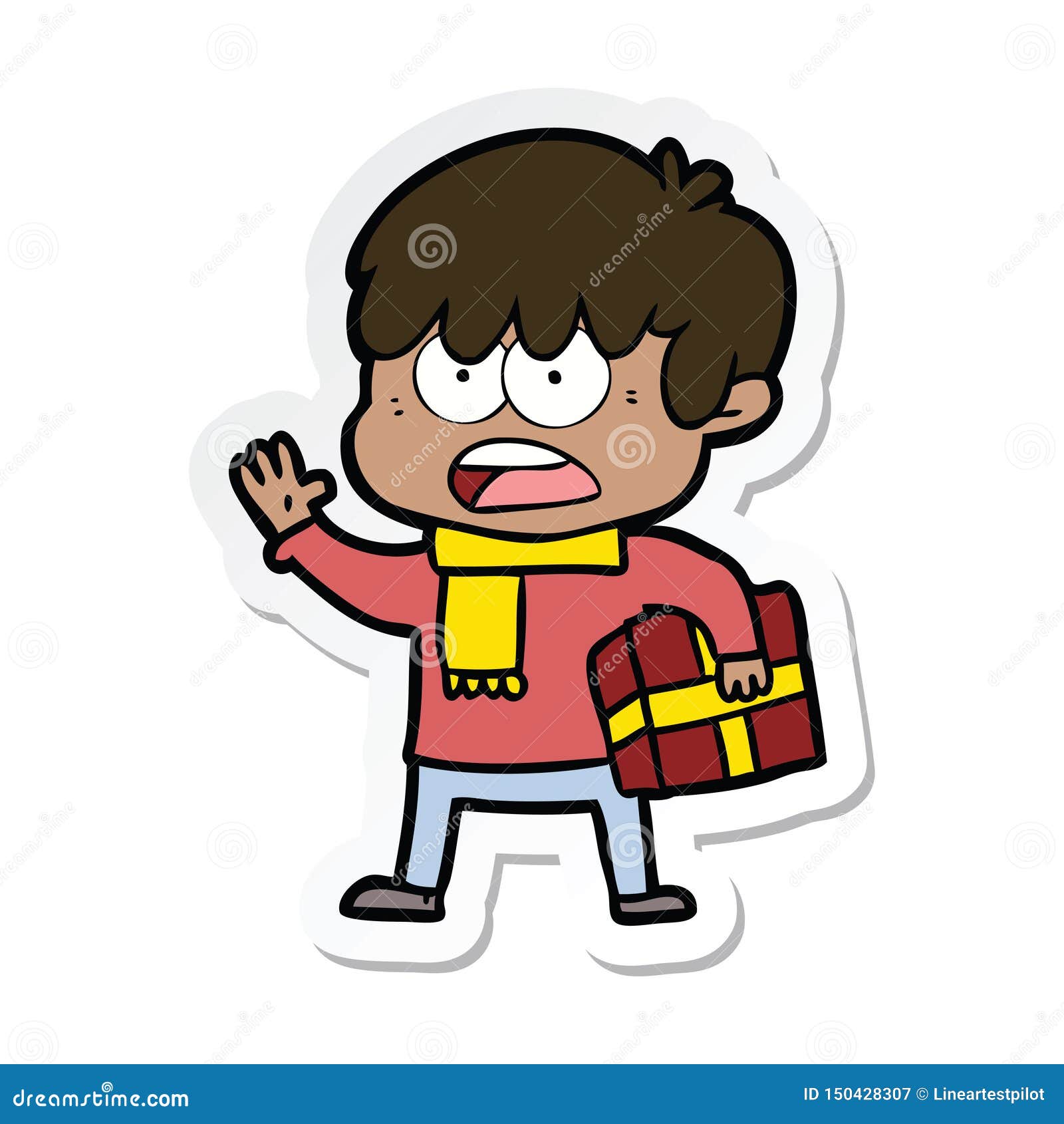 Sticker of a Worried Cartoon Boy Stock Vector - Illustration of ...