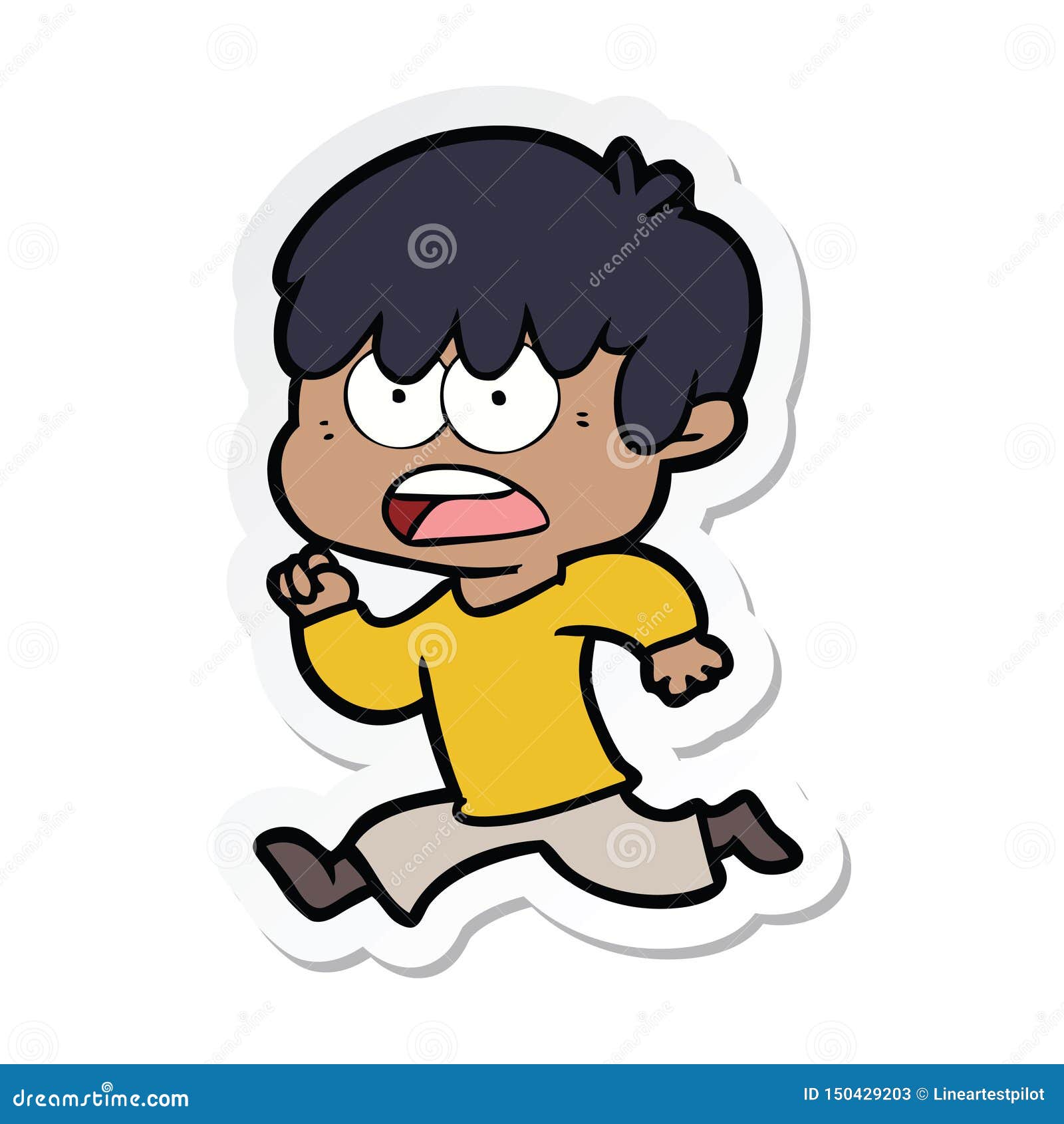 Sticker of a Worried Cartoon Boy Stock Vector - Illustration of sticker ...