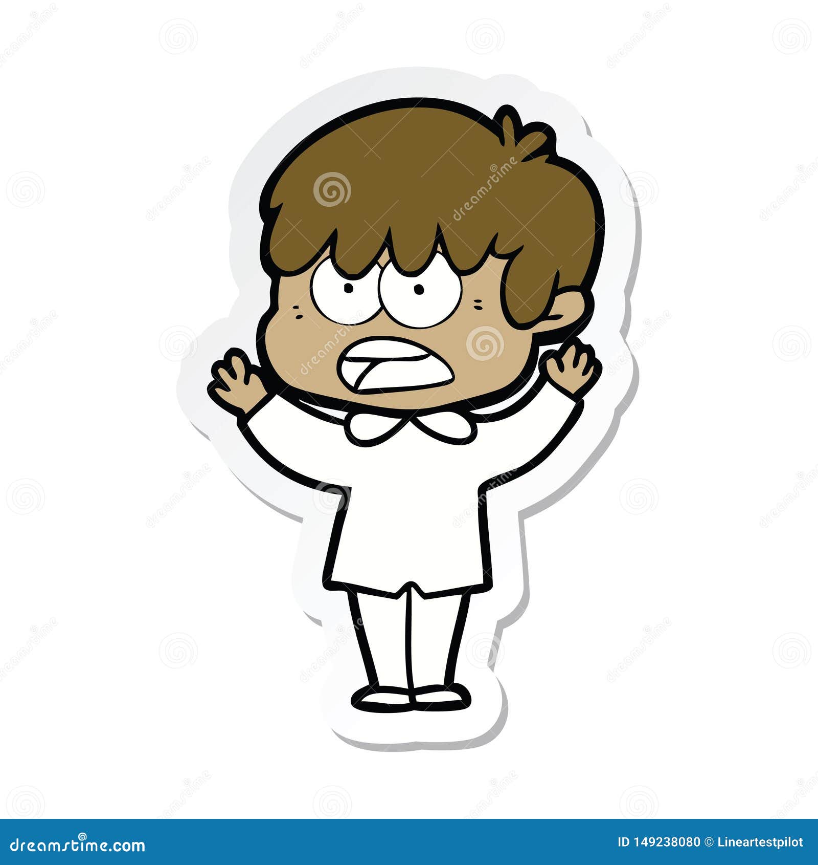 Sticker of a Worried Cartoon Boy Stock Vector - Illustration of ...