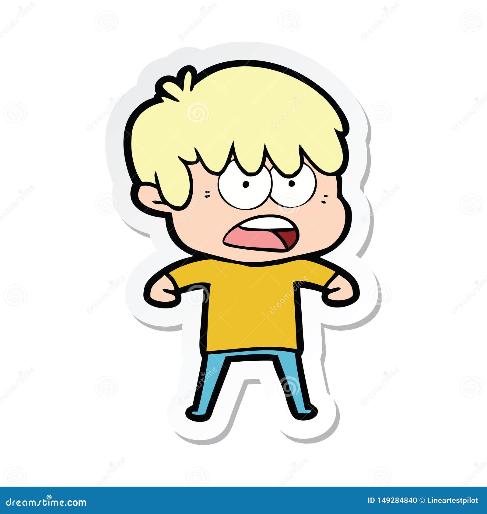 Sticker of a Worried Cartoon Boy Stock Vector - Illustration of sticker ...