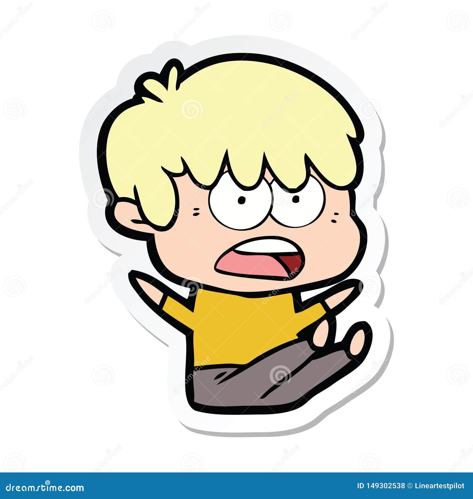Sticker of a Worried Cartoon Boy Stock Vector - Illustration of cartoon ...