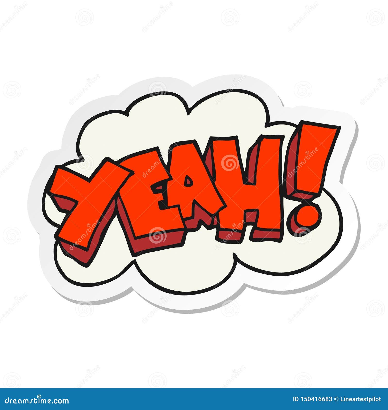 Sticker of a Yeah Cartoon Shout. Stock Vector - Illustration of symbol ...