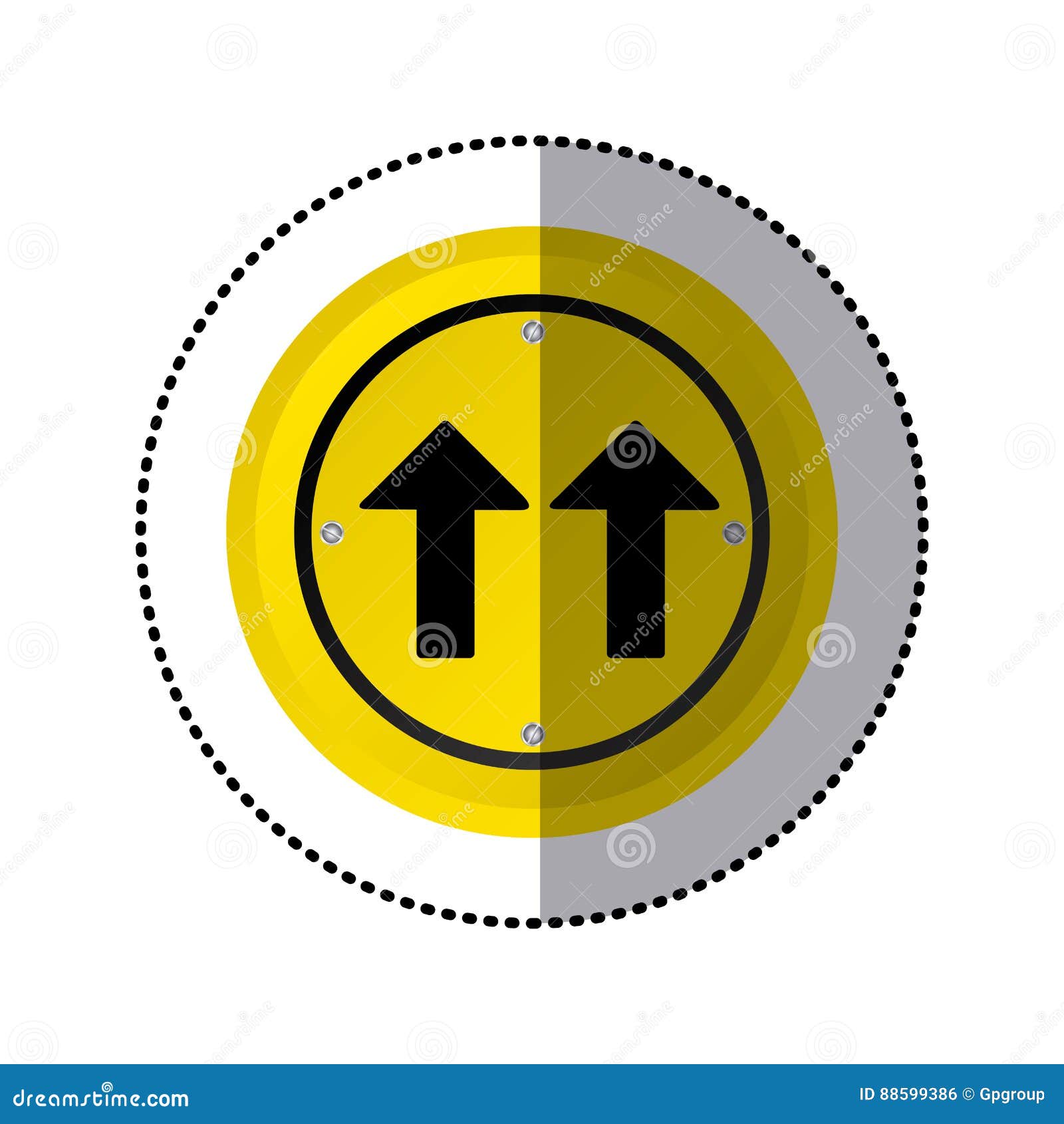 Sticker Yellow Circular Frame Same Direction Arrow Road Traffic Sign ...