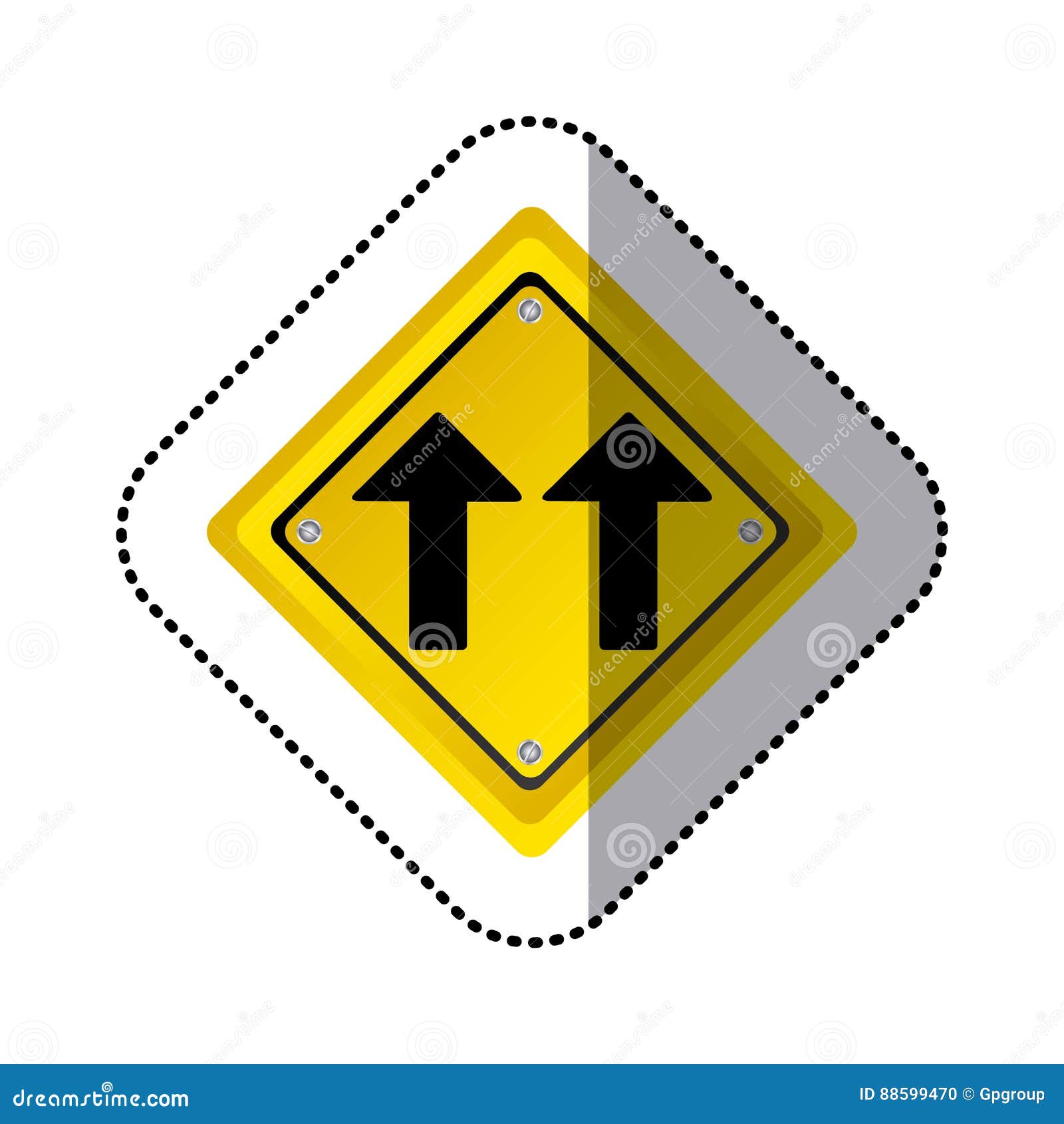 Sticker Yellow Diamond Shape Frame Same Direction Arrow Road Traffic ...