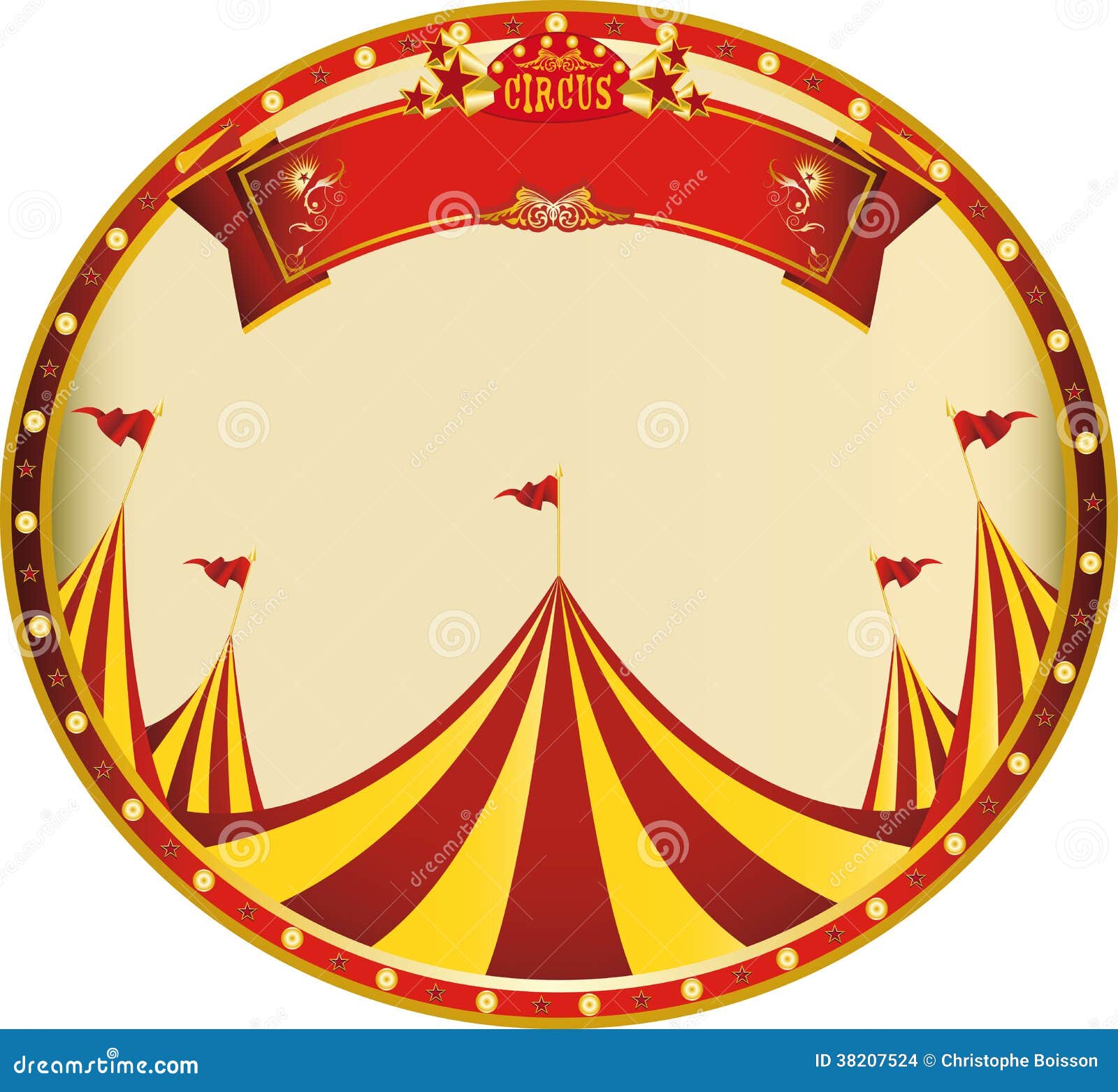 Sticker yellow red circus stock vector. Illustration of tent - 38207524