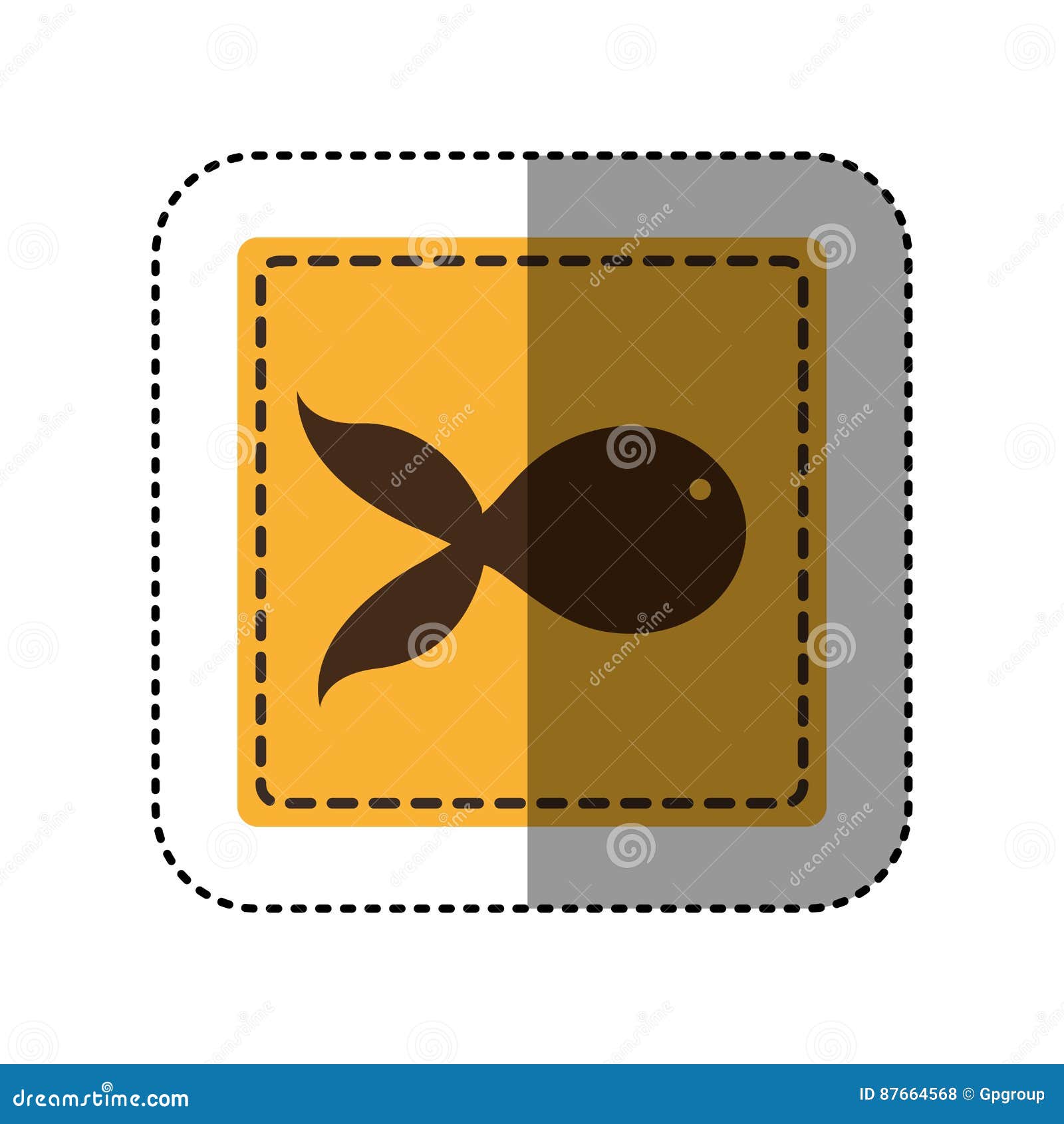 Sticker Yellow Square with Fish Icon Stock Illustration - Illustration ...