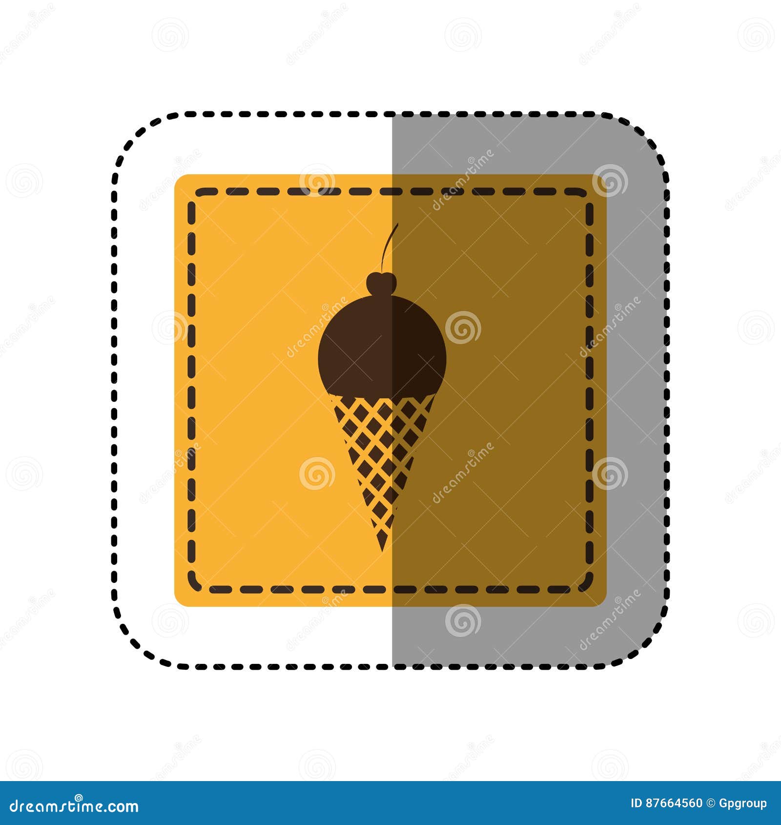 Sticker Yellow Square with Ice Cream Cone Stock Illustration ...