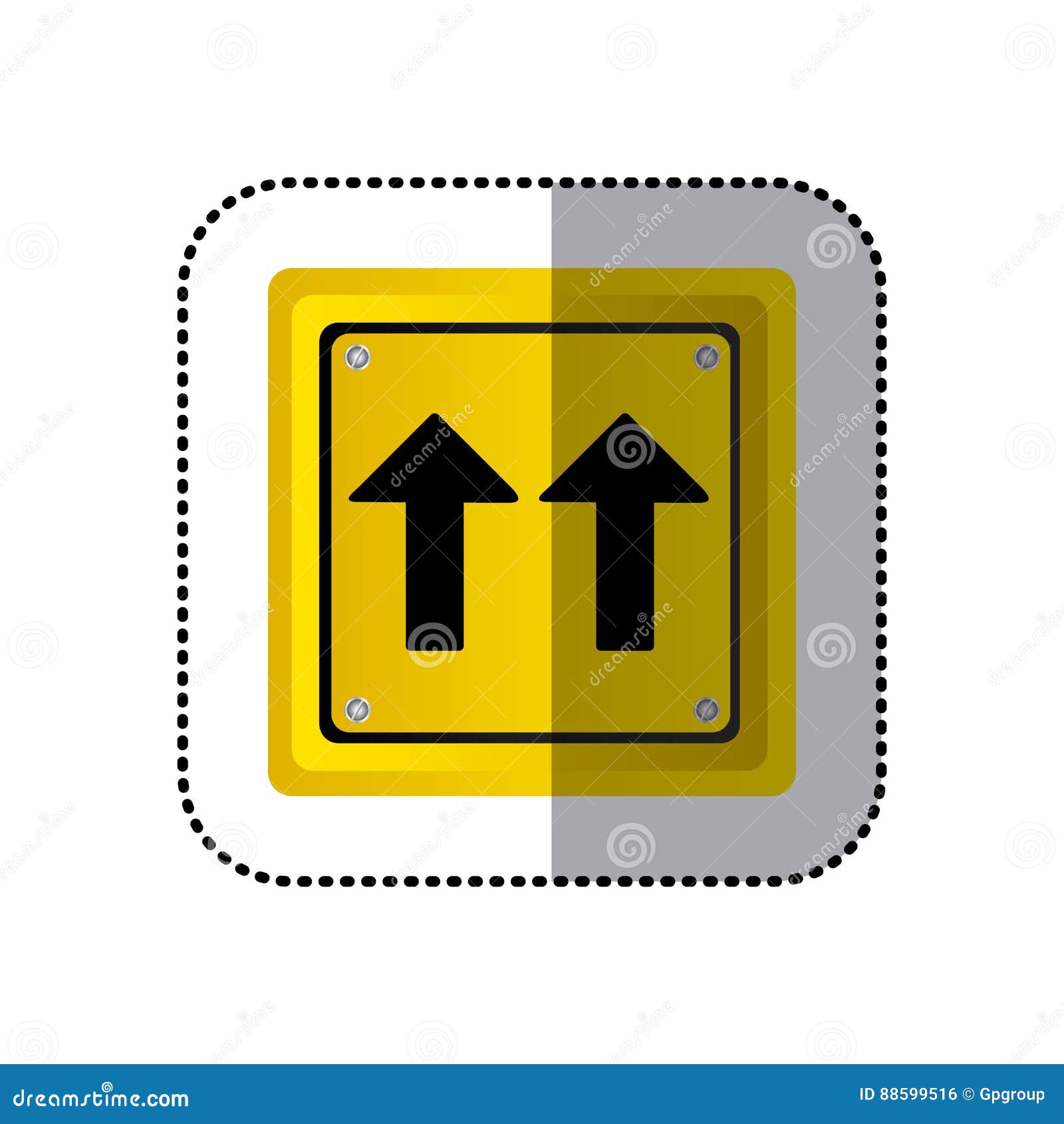 Sticker Yellow Square Shape Frame Same Direction Arrow Road Traffic ...