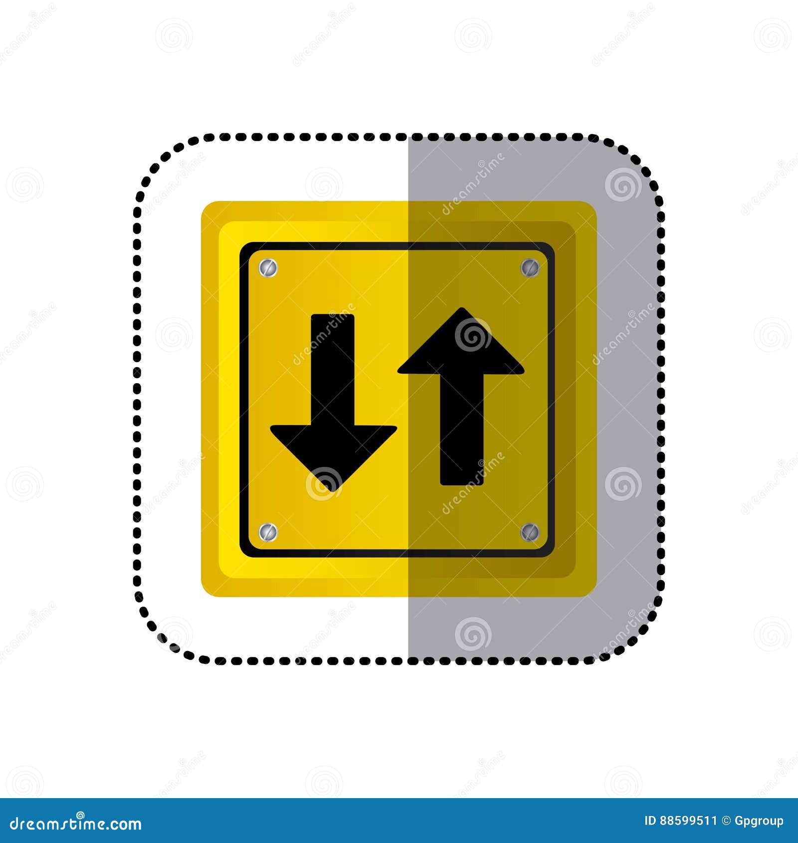 Sticker Yellow Square Shape Frame Two Way Traffic Sign Stock ...