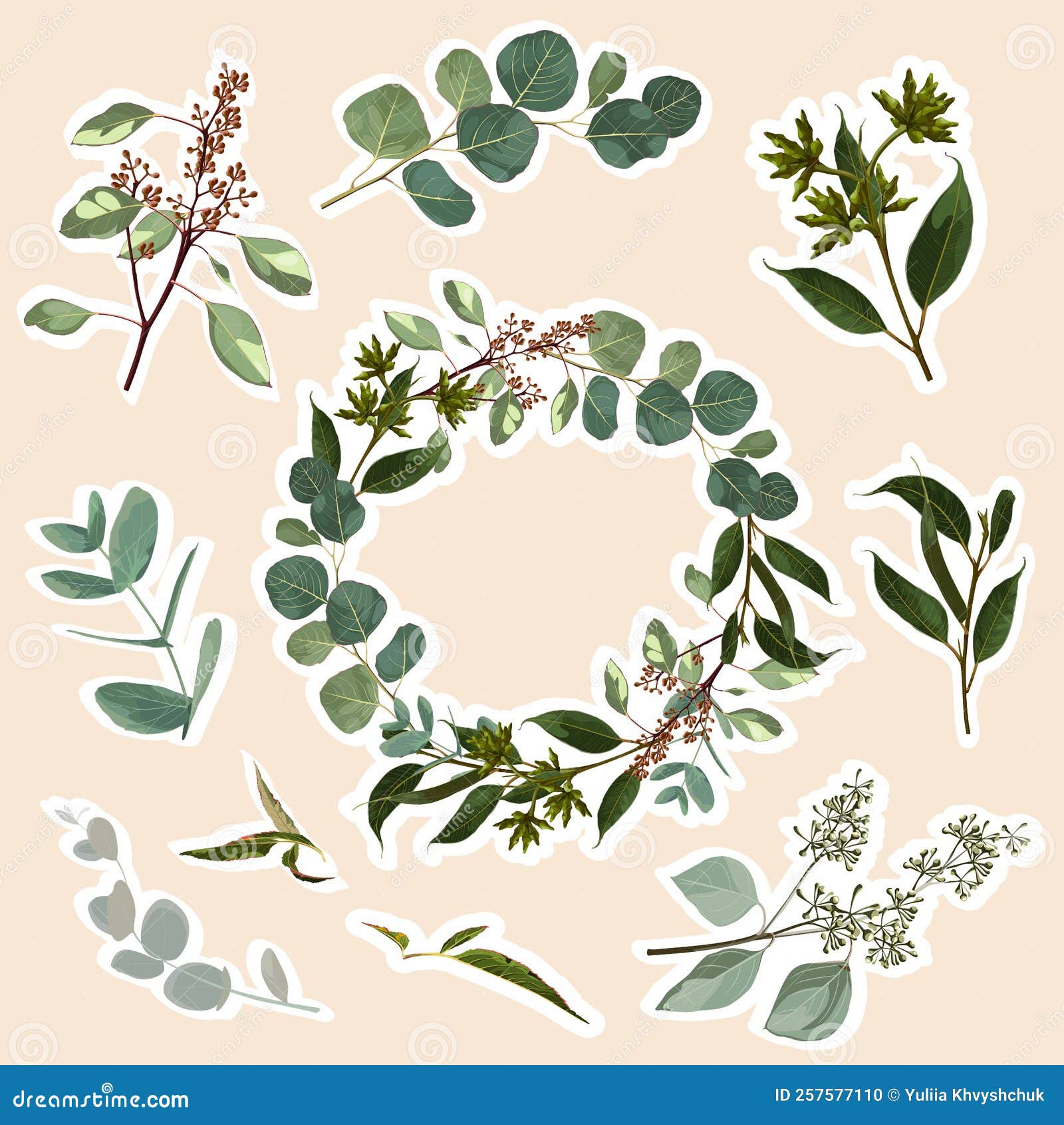 Bright Style Set Stickers with Garden Herbs. Collection of Isolated ...