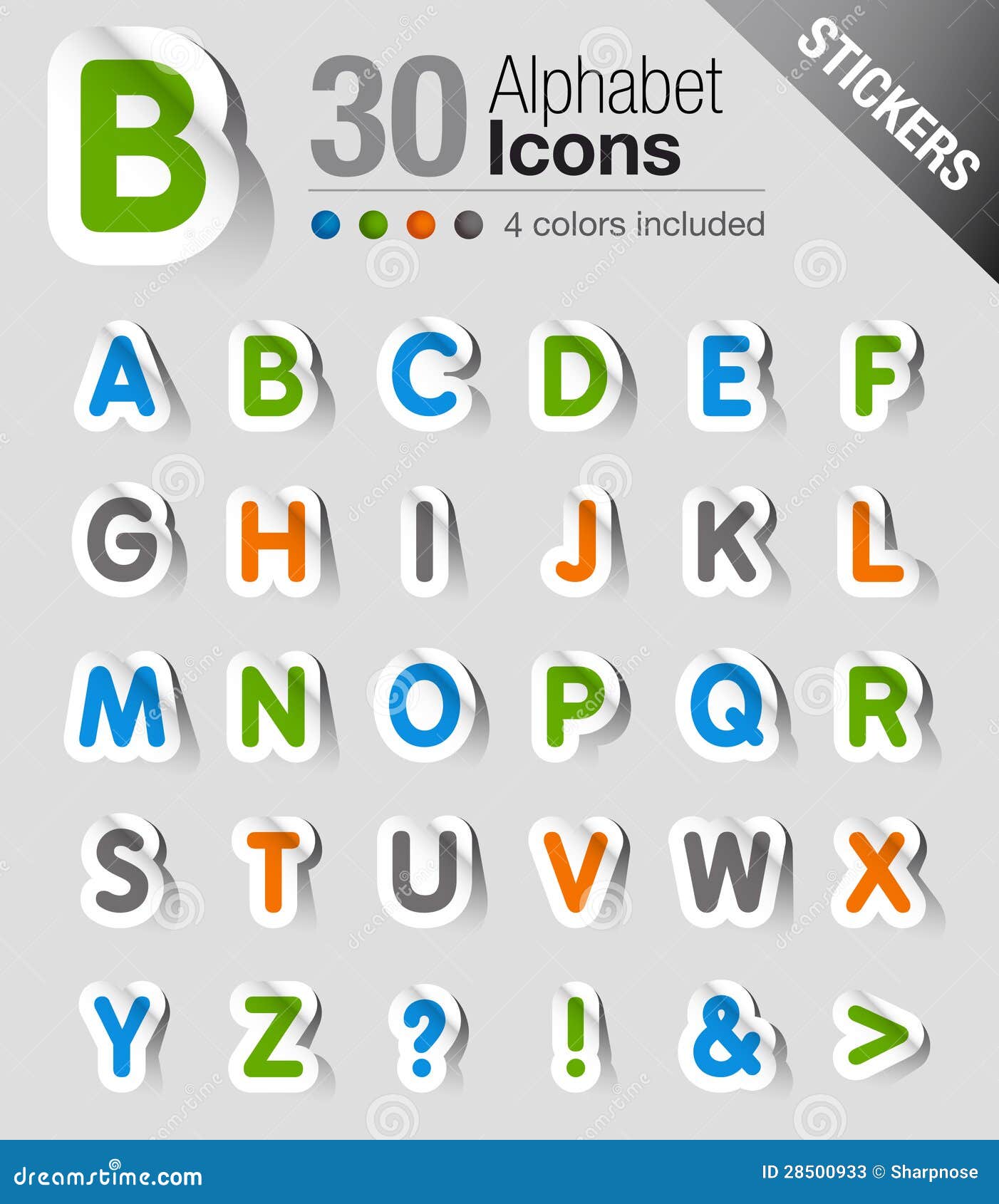 Stickers Of Alphabet - Own Font Cartoon Vector | CartoonDealer.com ...