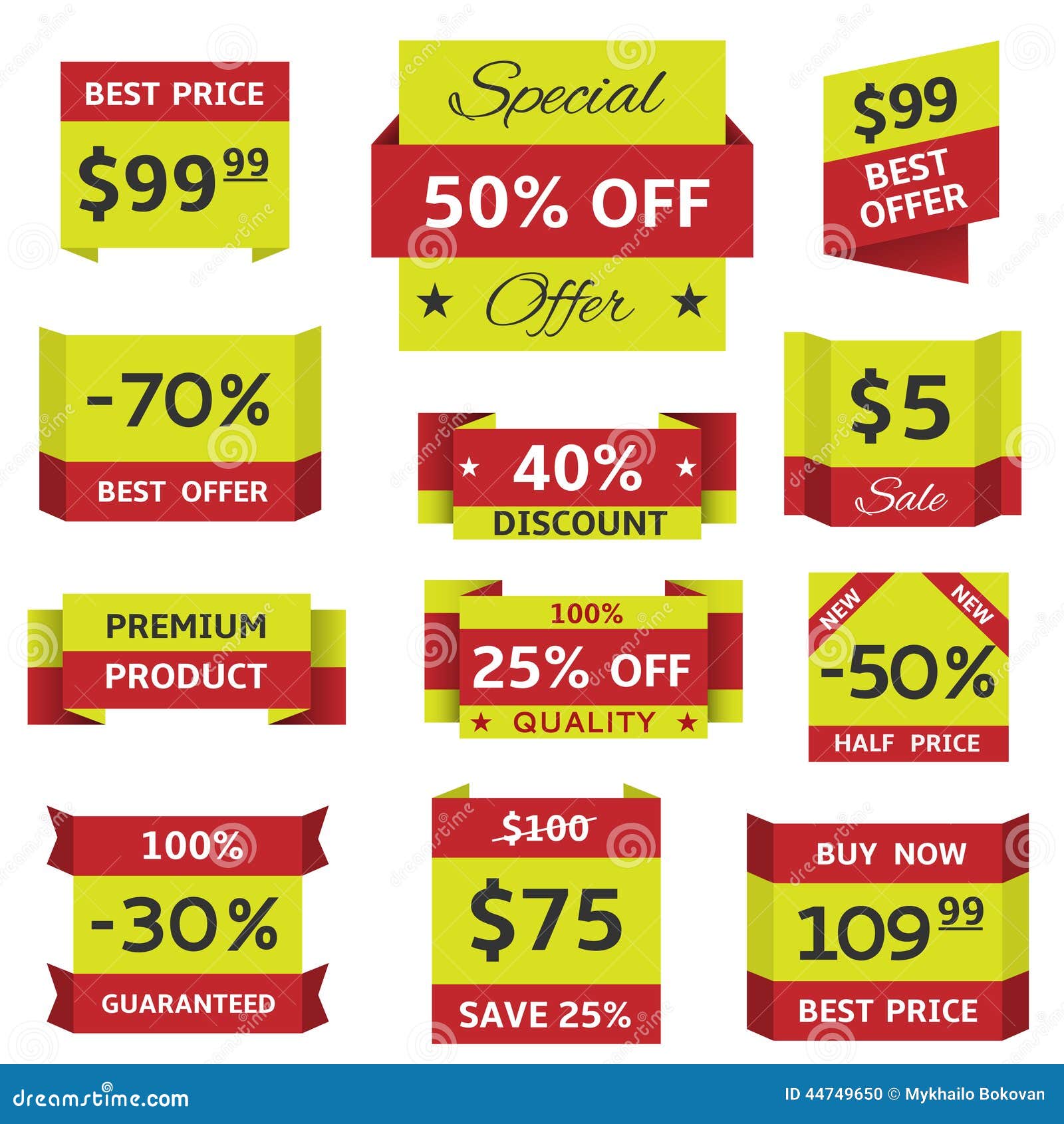 Stickers and banners stock vector. Illustration of premium - 44749650