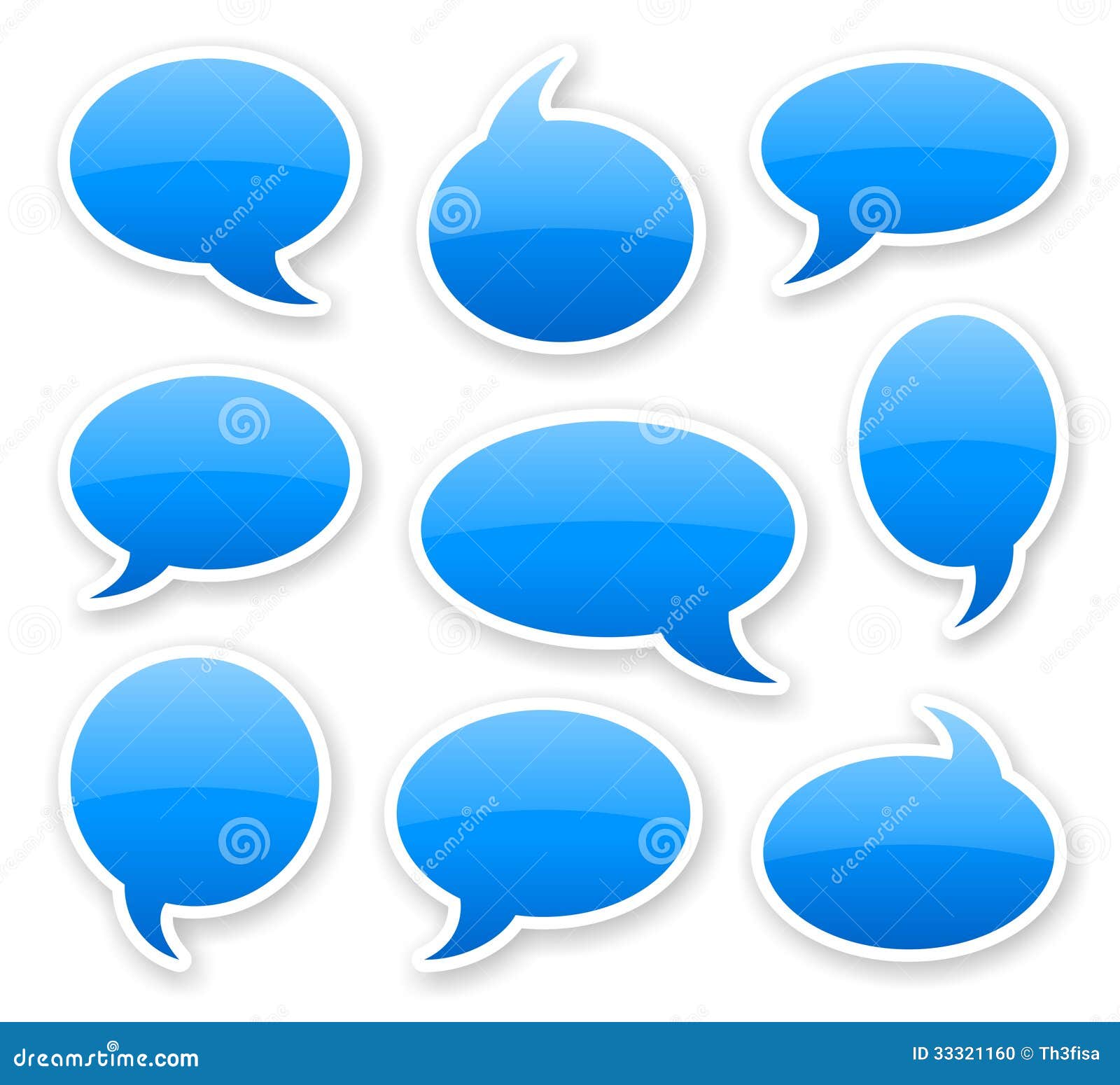 Stickers of Blue Glossy Rounded Comics Text Bubbles Stock Illustration ...