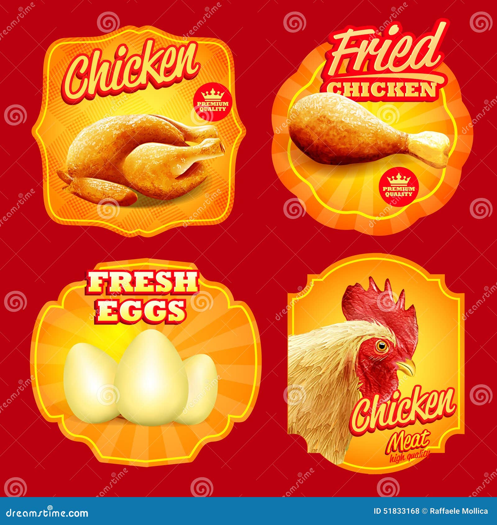 Stickers chiken stock vector. Illustration of lunch, cafe - 51833168