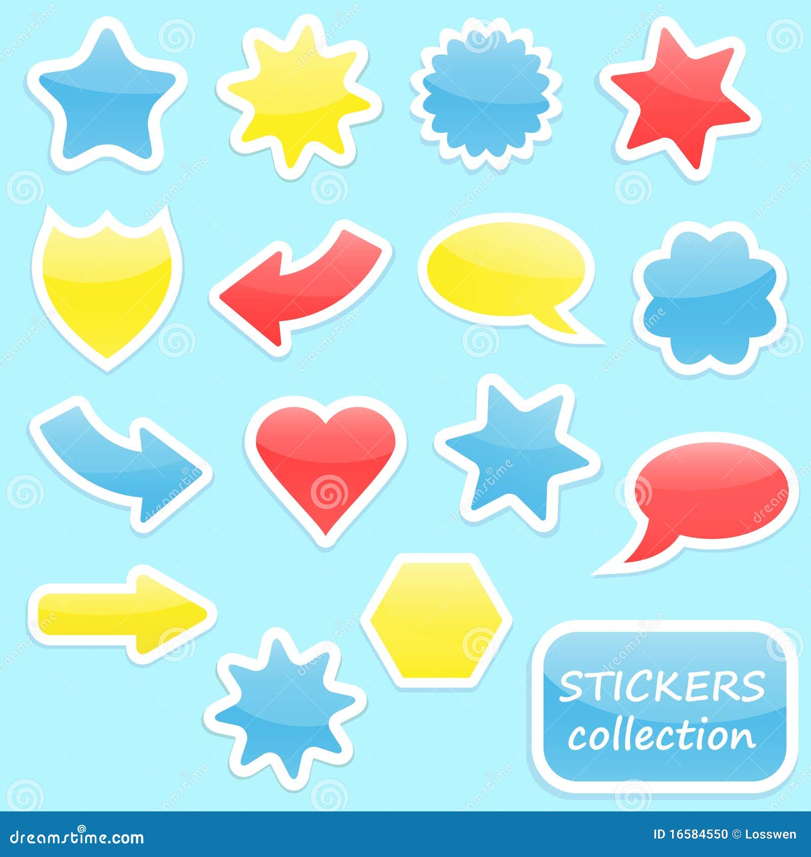 Stickers collection stock vector. Illustration of blue - 16584550