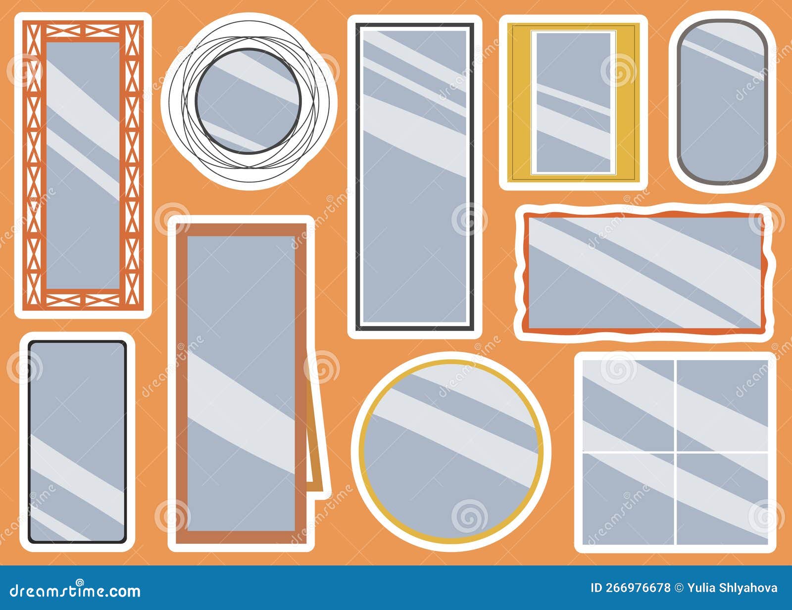Stickers Collection with Round and Rectangular Reflective Surfaces ...