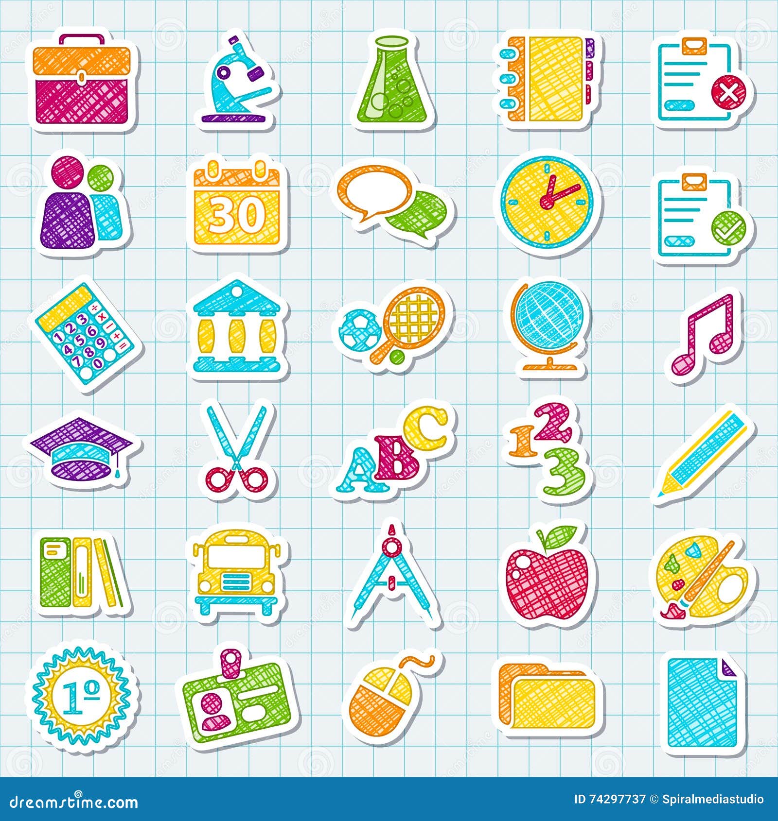 Stickers College. Colored Style. Stock Vector - Illustration of draw ...