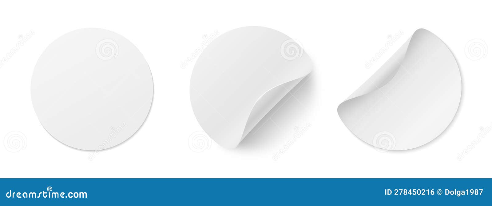 Stickers with Curved Edges on a White Background. a Set of Round, Paper ...