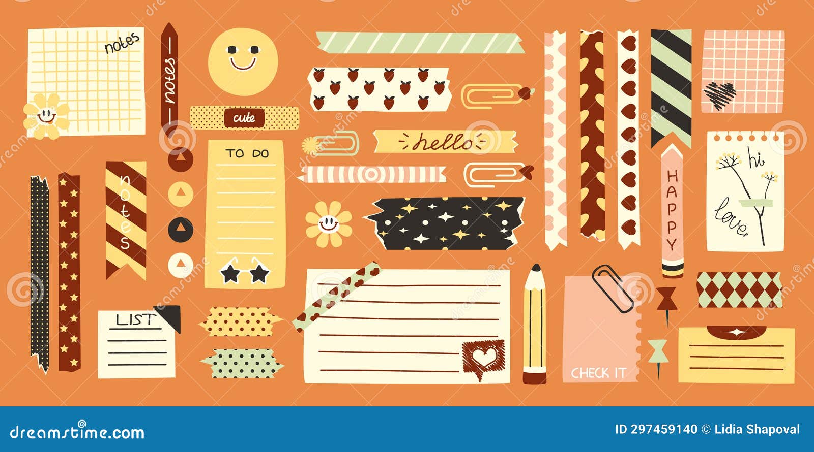 Stickers in the Decorative Adhesive Tape Form, Sticky Doodle Notes ...